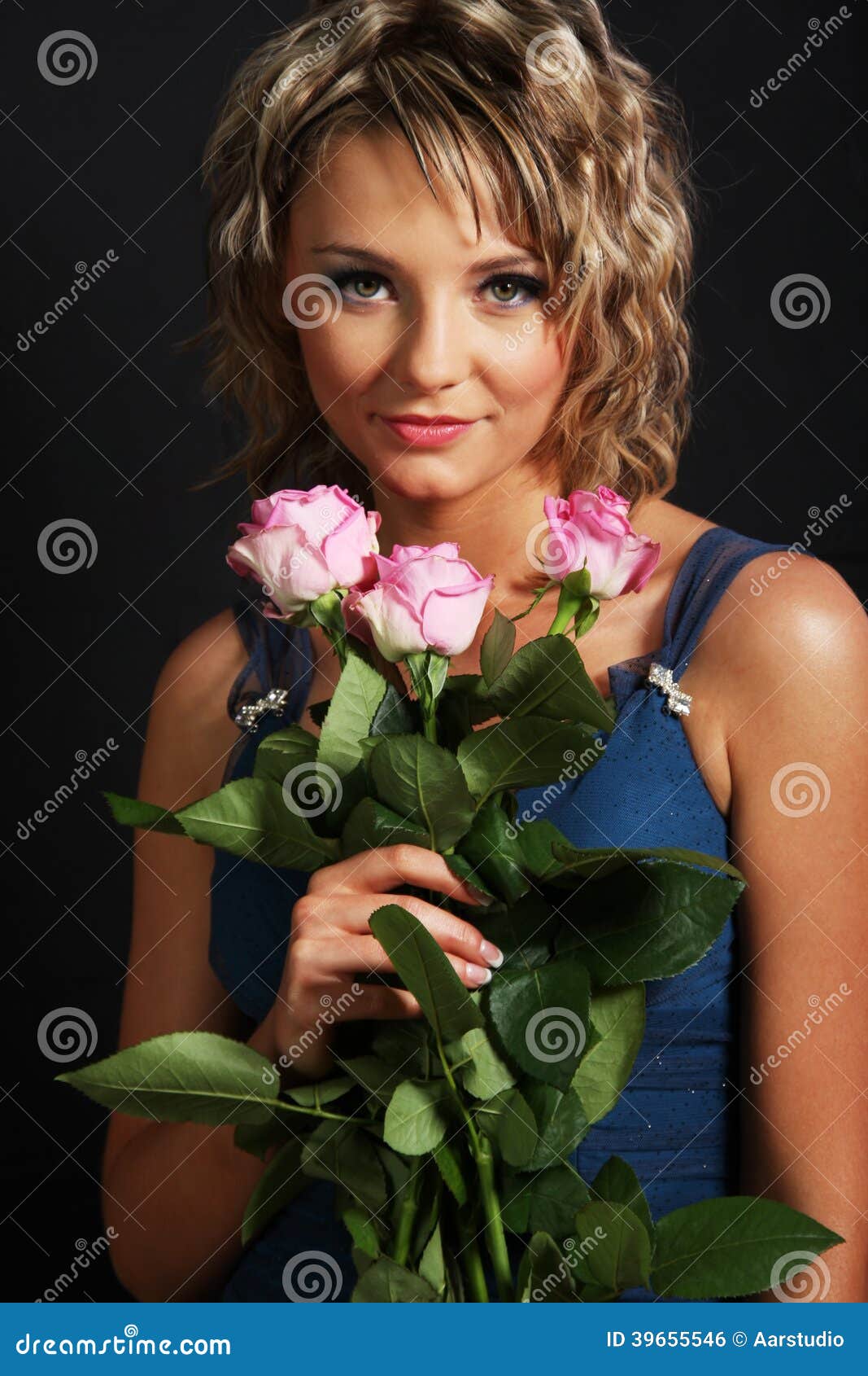 Beautiful Girl Smelling Roses Stock Photo - Image of female, elegant ...