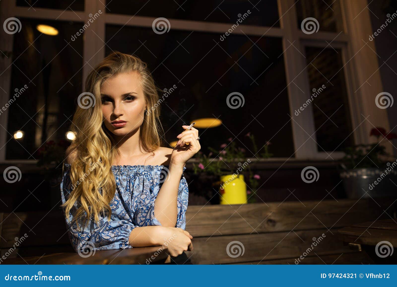Beautiful Girl Smokes a Cigarette Stock Image - Image of closeup, human ...