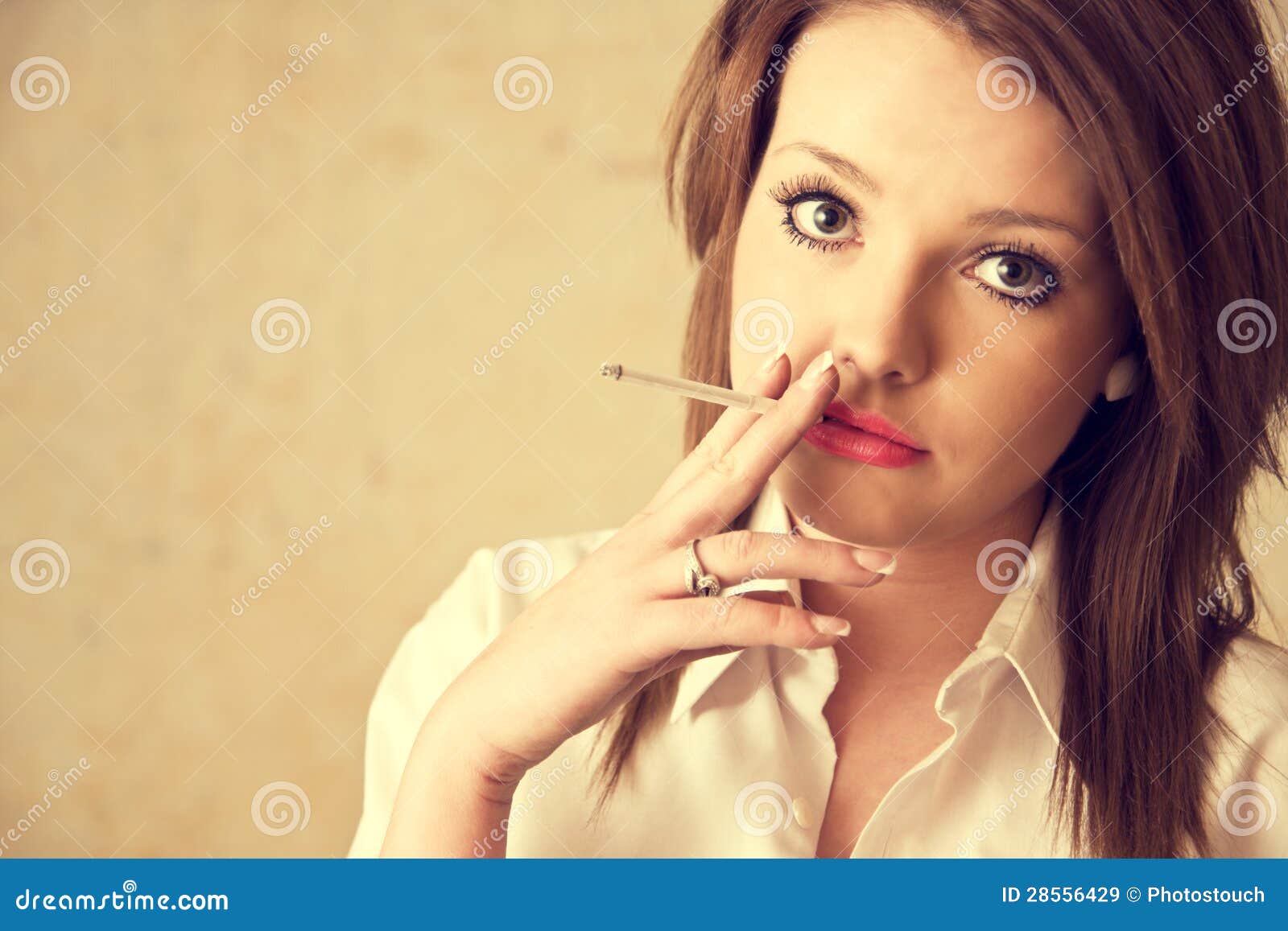 Beautiful Girl Smoking Cigarette Stock Image - Image of portrait, hair ...
