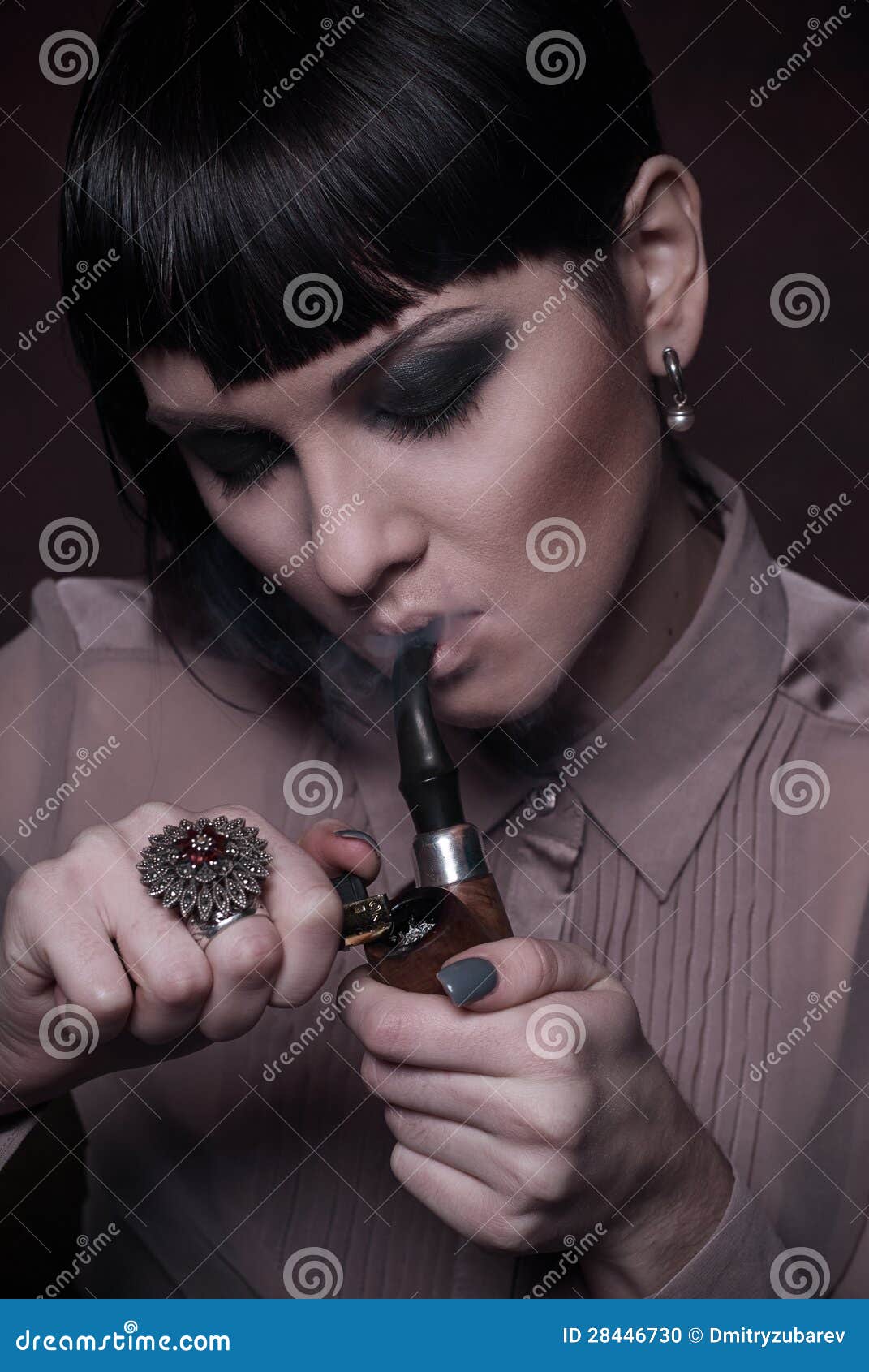 Beautiful Girl Smoking Pipe Stock Photo - Image of girl, modern: 28446730