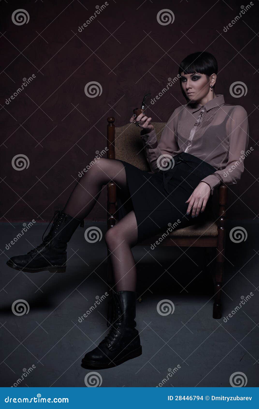 Beautiful Girl Smoking Pipe Stock Photo - Image of beauty, attractive ...