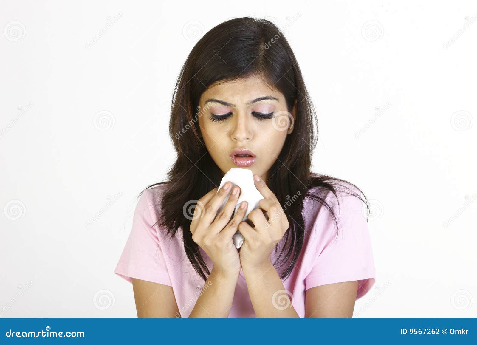 Beautiful girl with sneeze stock photo. Image of contagious - 9567262