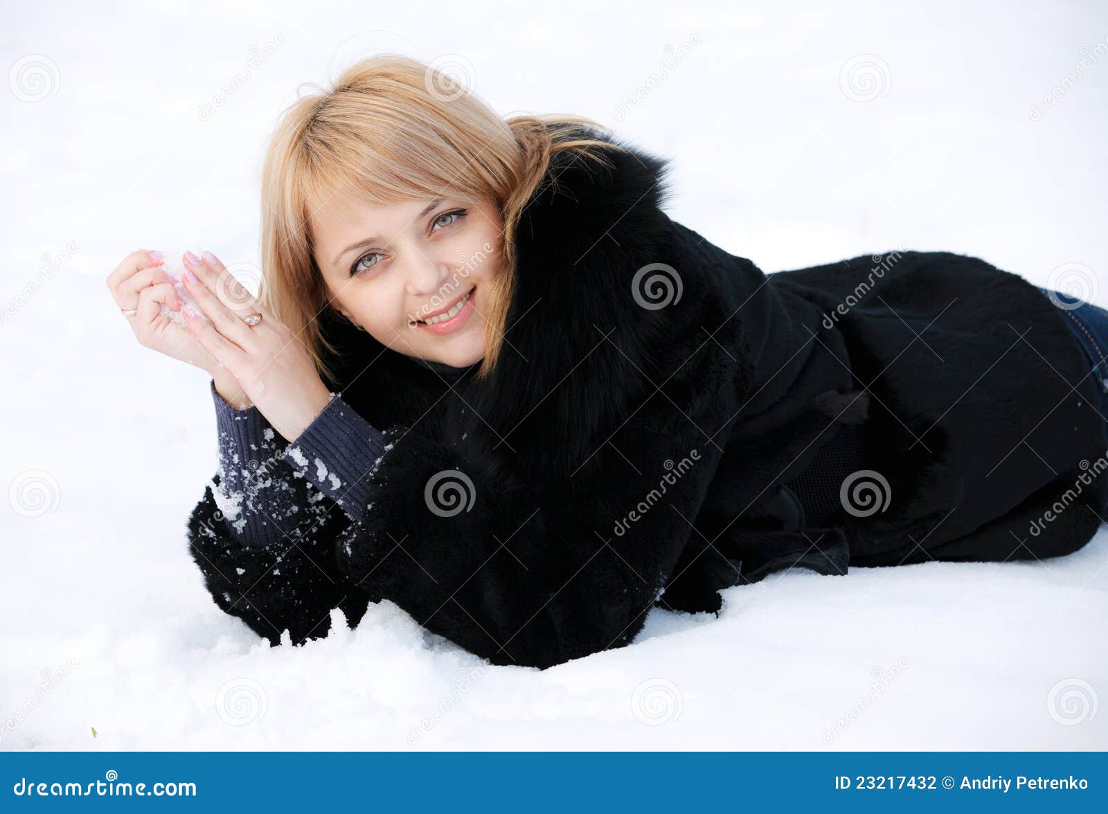Beautiful girl in snow stock photo. Image of portrait - 23217432