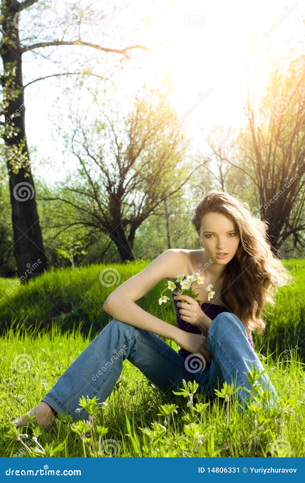 Beautiful Girl Snowdrop Bouquet in Forest Stock Image - Image of nature ...