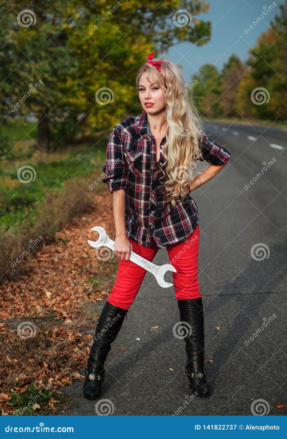 Beautiful Girl with a Spanner. Stock Image - Image of people, happy ...