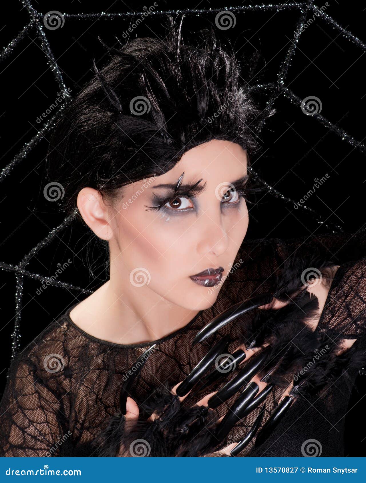 Beautiful Girl with Spider Makeup Stock Image - Image of spider ...