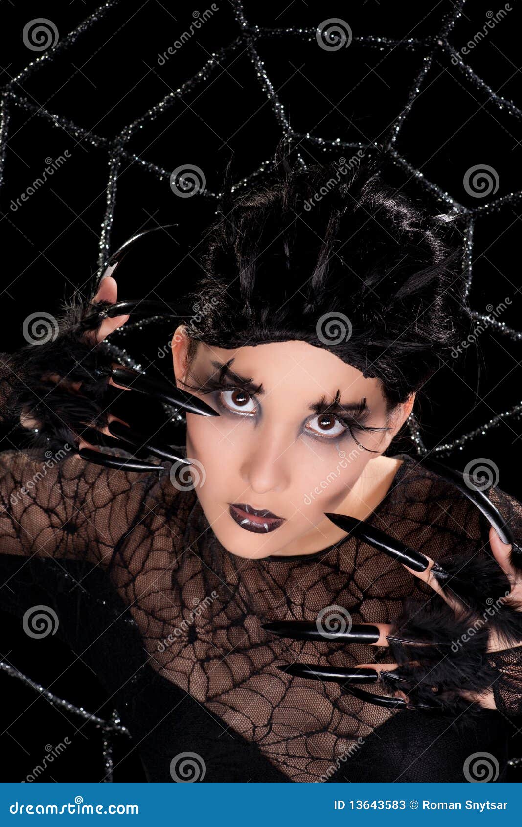 Beautiful Girl with Spider Makeup Stock Image - Image of halloween ...