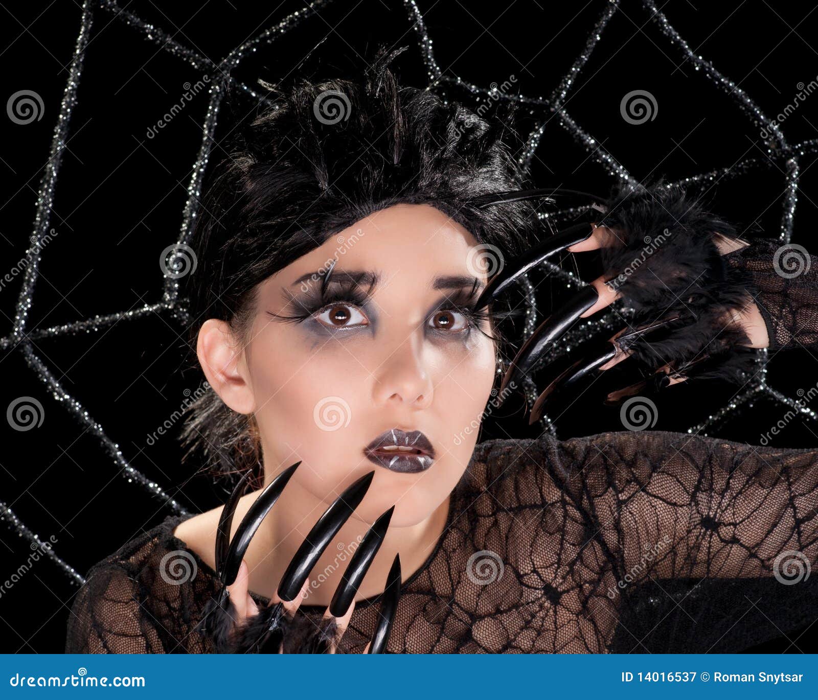Beautiful Girl with Spider Makeup Stock Image - Image of face, fashion ...