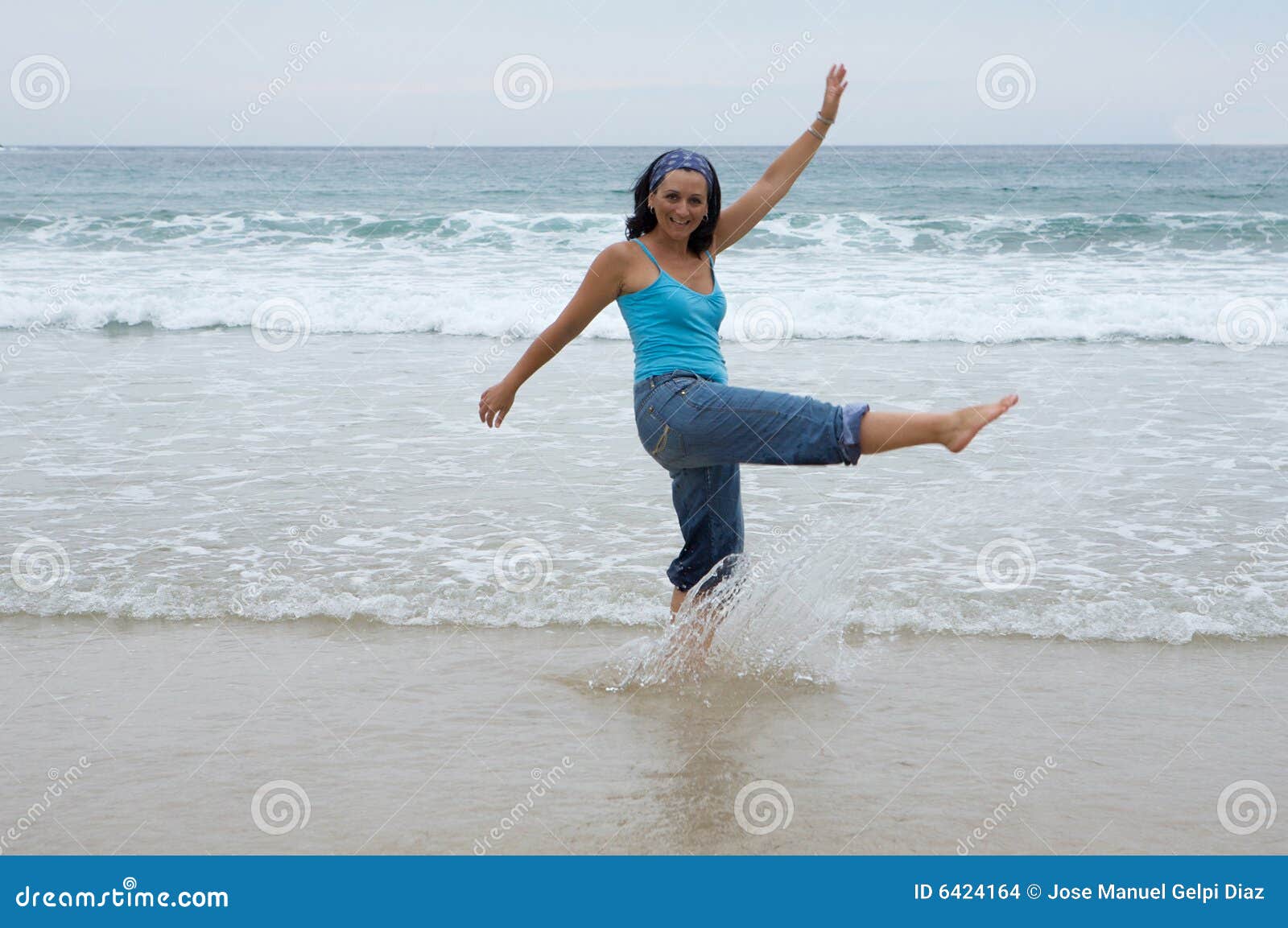 Beautiful Girl Splashing Water Stock Photo - Image of soak, scarf: 6424164