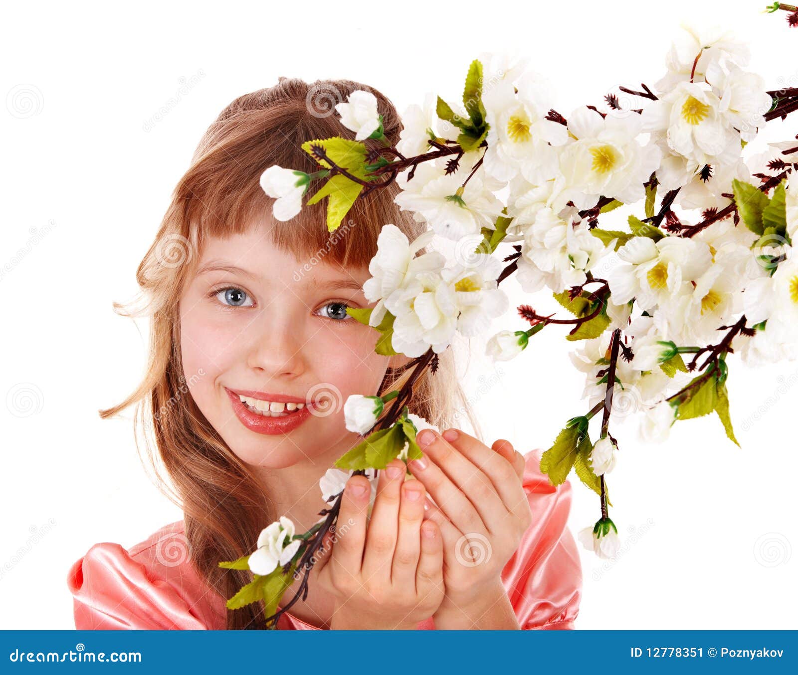 Beautiful Girl with Spring Flower. Stock Image - Image of isolated ...