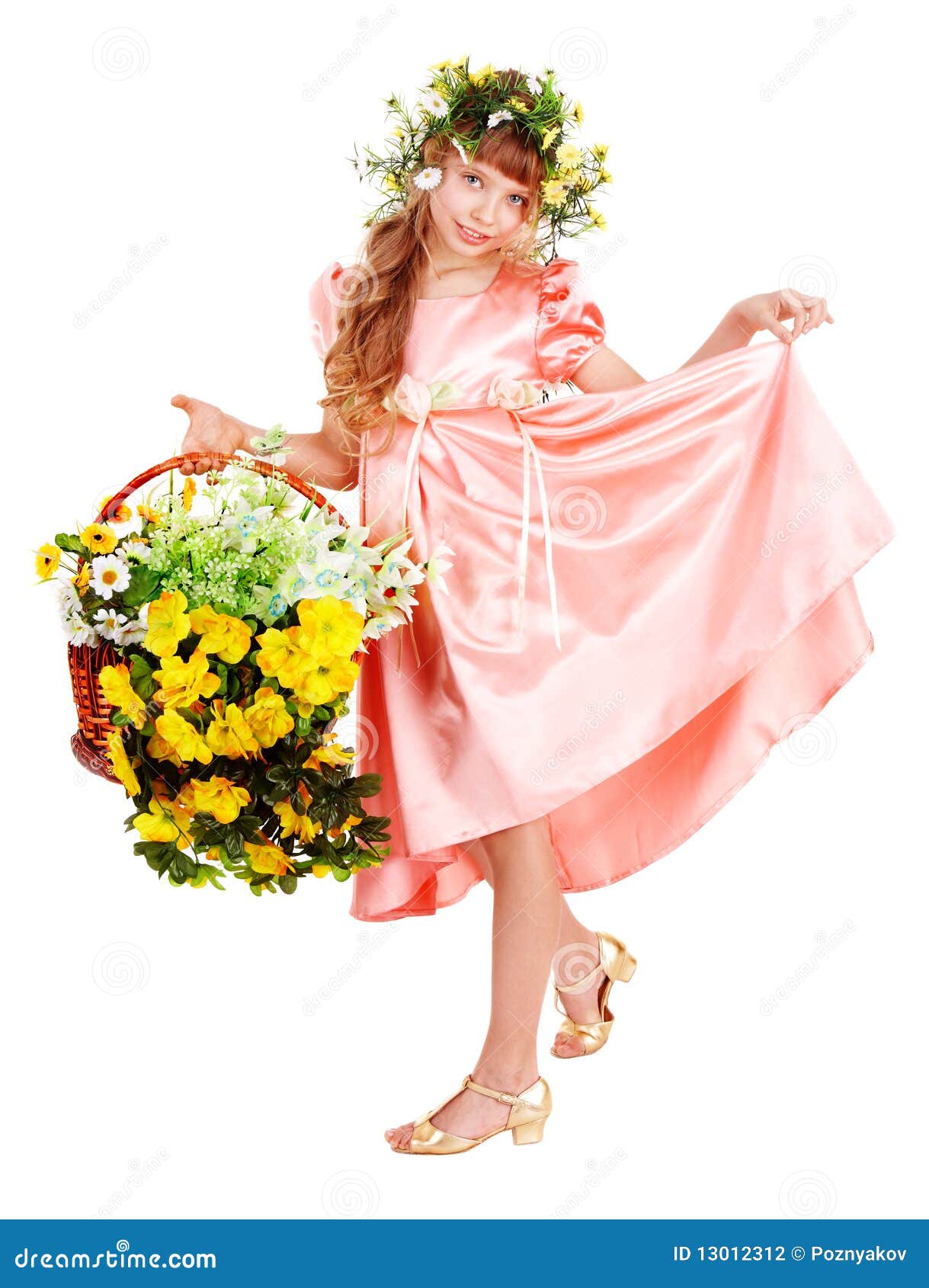 Beautiful Girl with Spring Flower. Stock Photo - Image of green, curly ...