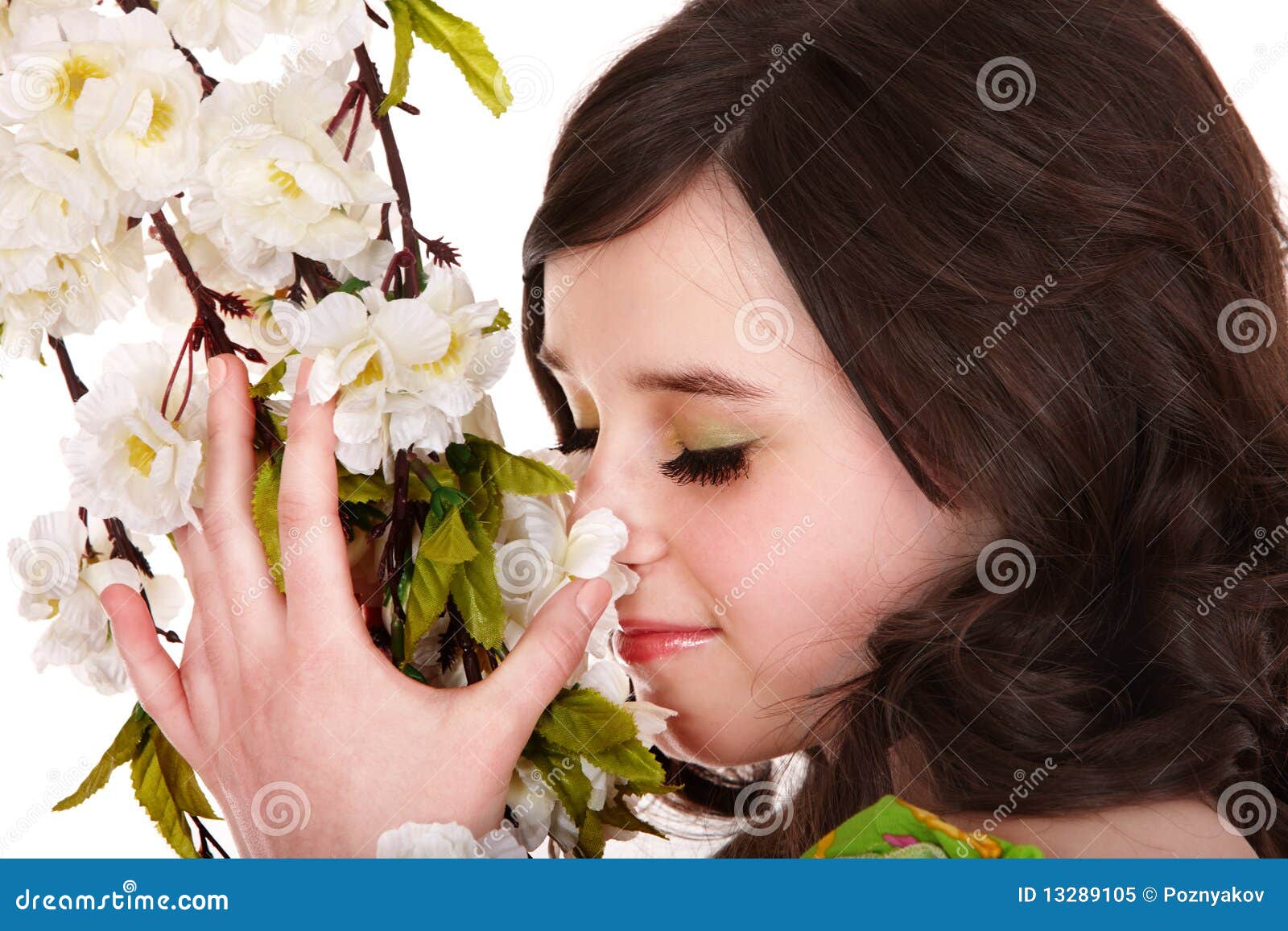 Beautiful Girl with Spring Flower. Stock Image - Image of holding ...