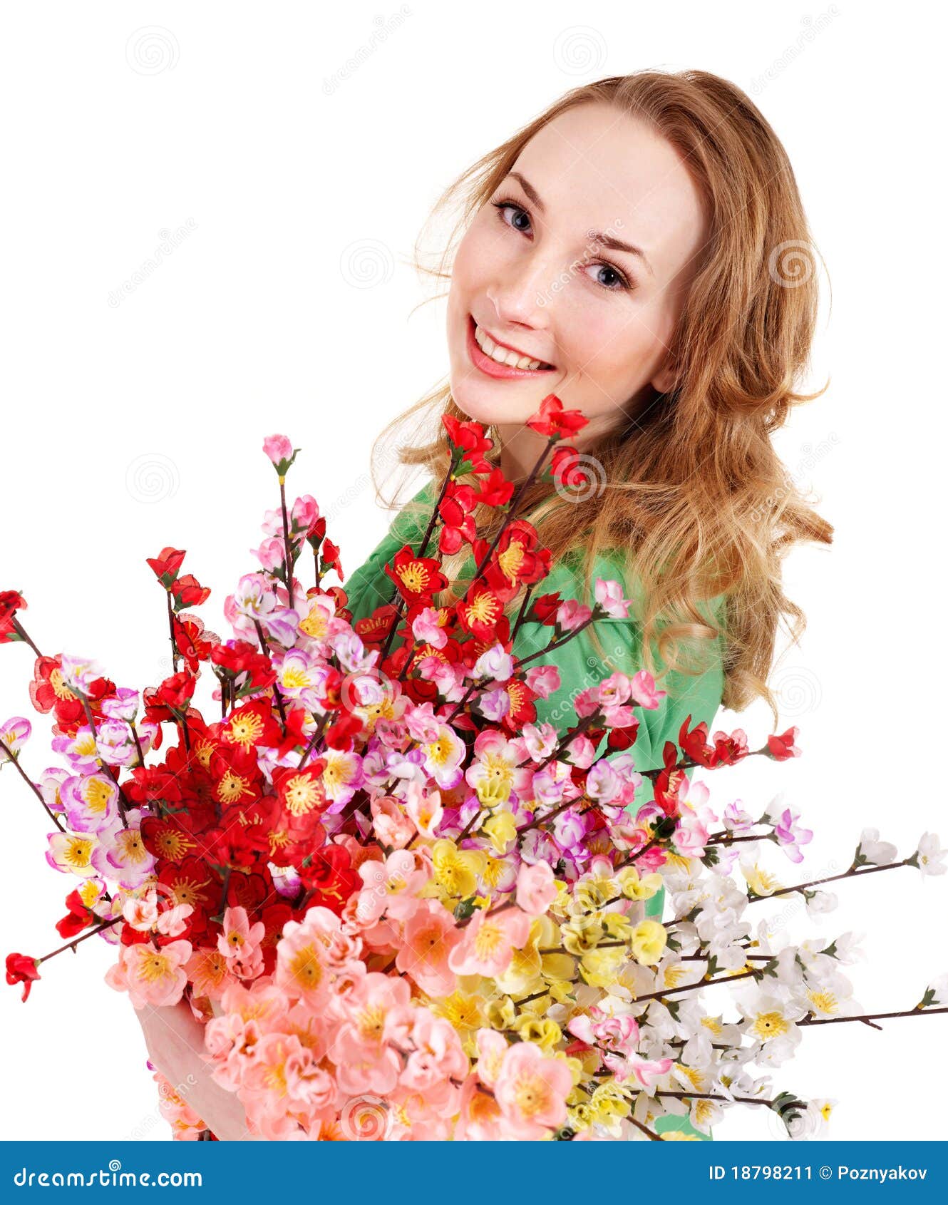 Beautiful Girl with Spring Flower. Stock Image - Image of caucasian ...