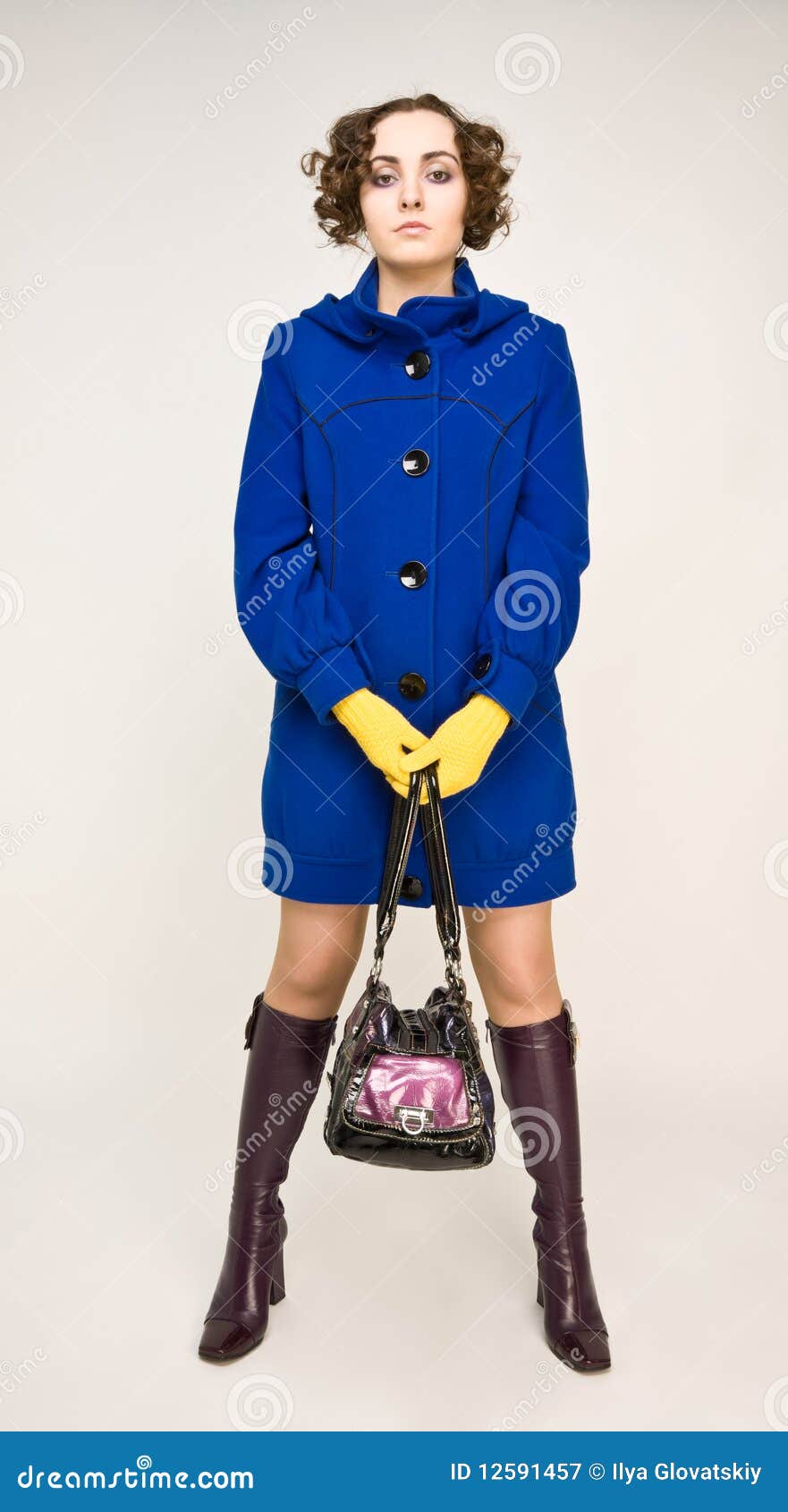 Beautiful Girl Standing with Handbag Stock Image - Image of cute ...