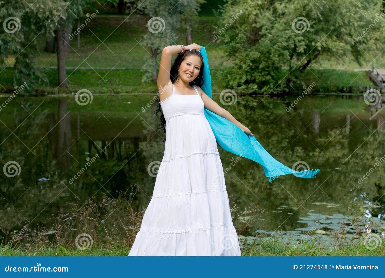 Beautiful Girl Standing Near River Stock Photo - Image of people, happy ...