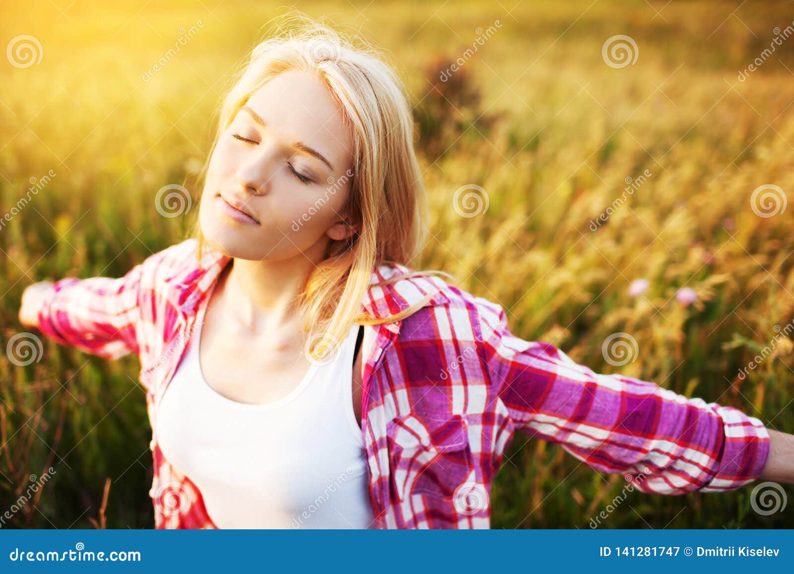 Beautiful Girl in a State of Bliss Stock Image - Image of happily ...