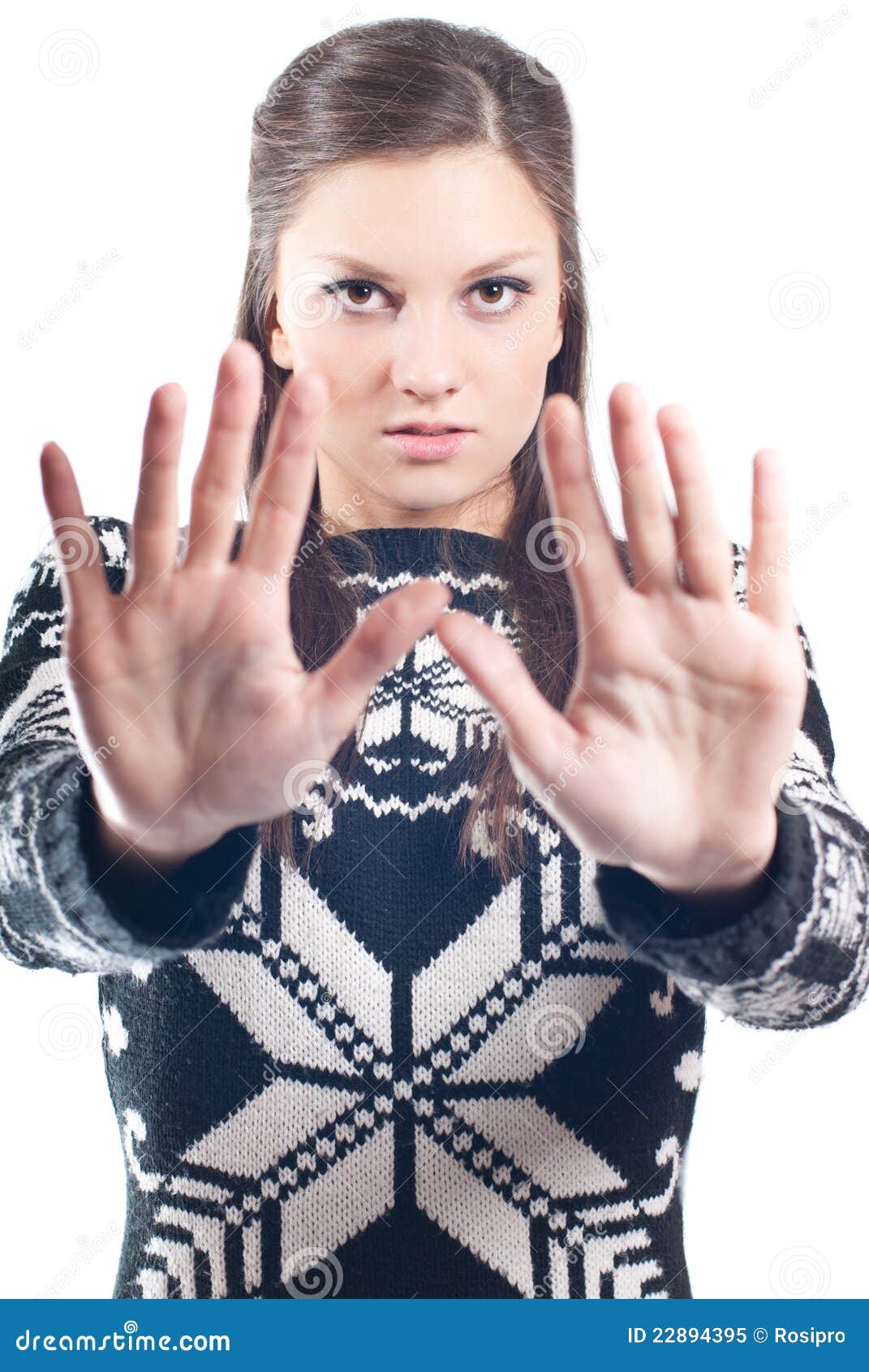 Beautiful Girl with Stop Sign Stock Image - Image of aggression, finger ...