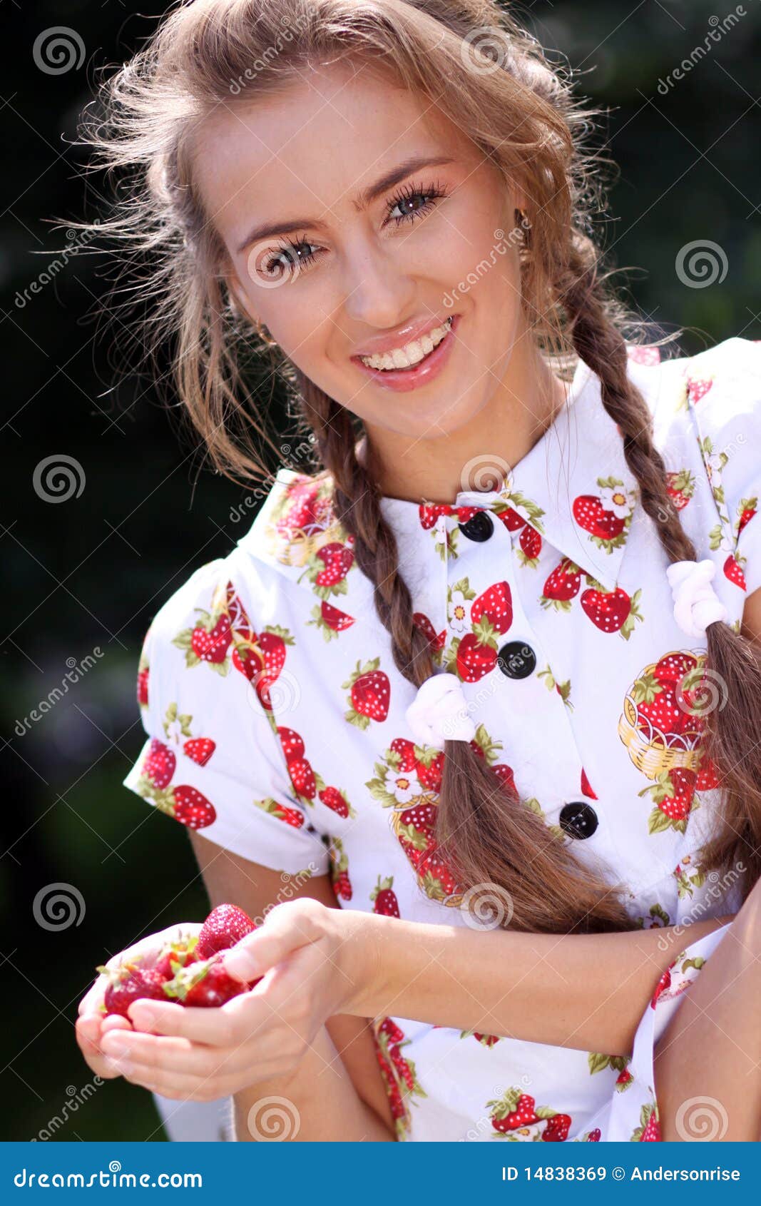 Beautiful Girl with a Strawberry Stock Image - Image of freshness ...