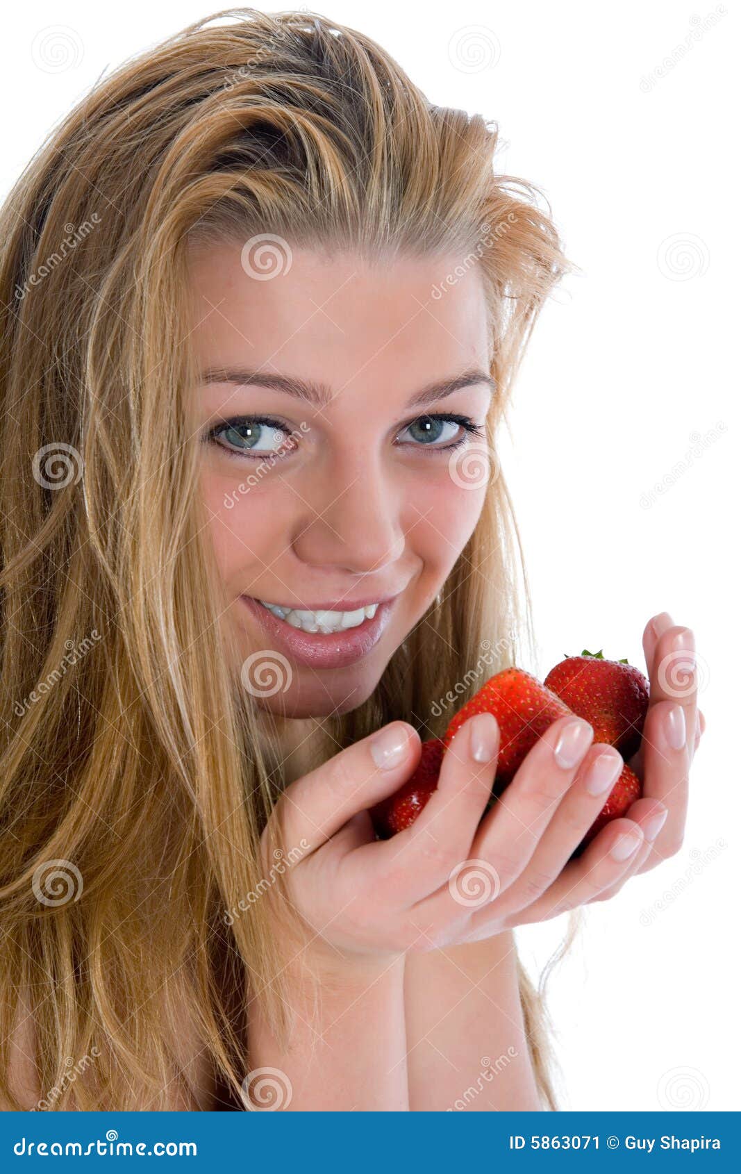 Beautiful Girl with Strawberry Stock Image - Image of clean, pretty ...