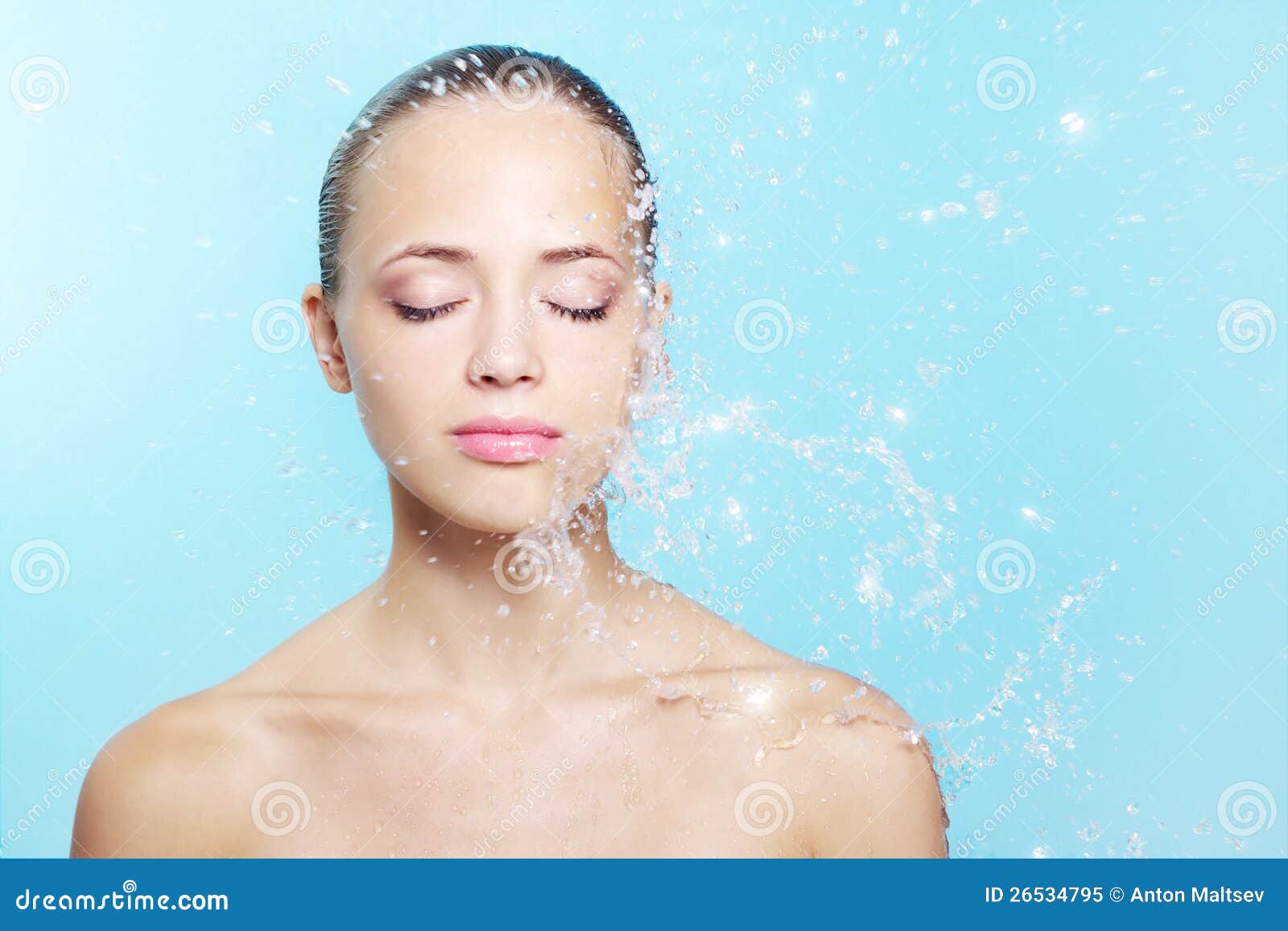 Beautiful Girl and Stream of Water Stock Image - Image of flow, shower ...
