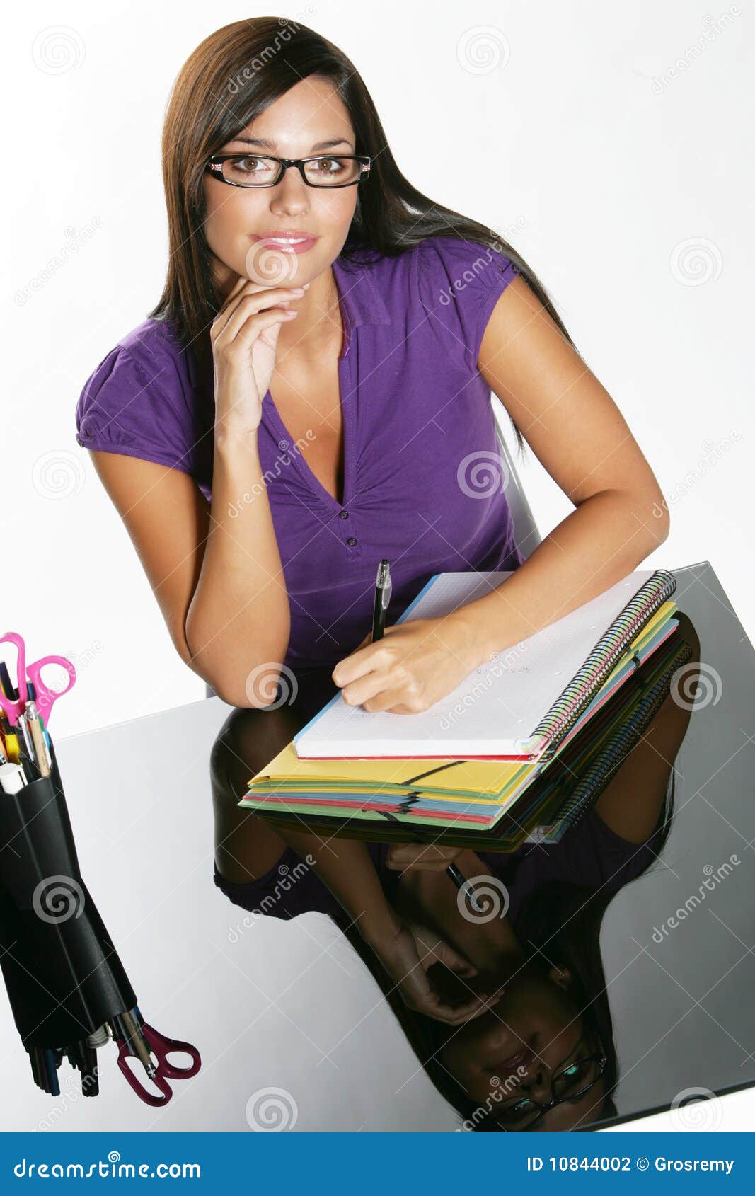 Beautiful girl studying stock photo. Image of cute, desk - 10844002