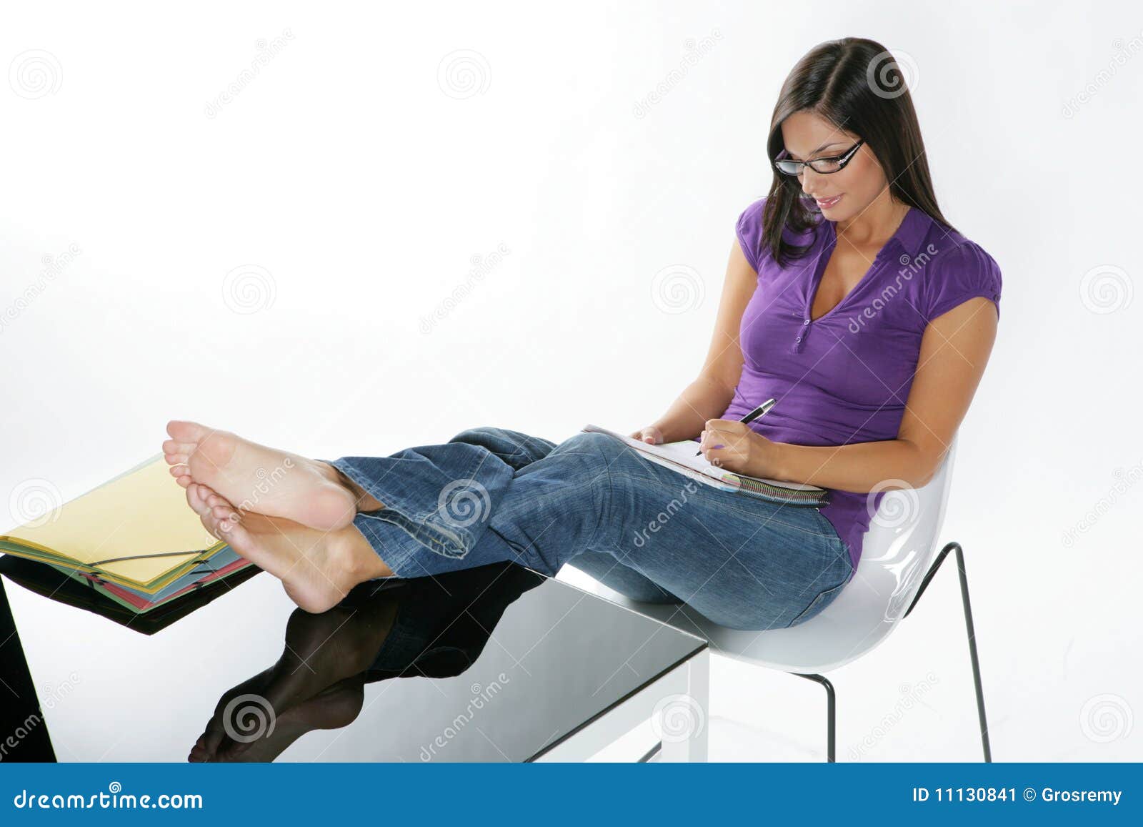 Beautiful girl studying stock image. Image of notebook - 11130841