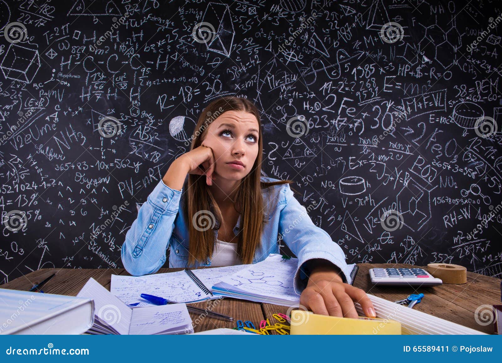 Beautiful girl studying stock image. Image of schoolgirl - 65589411