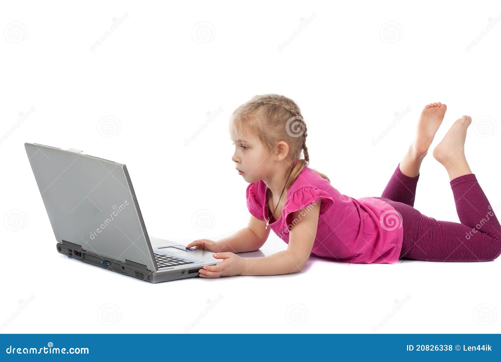 Beautiful Girl Studying with Laptop Stock Photo - Image of happy, girls ...