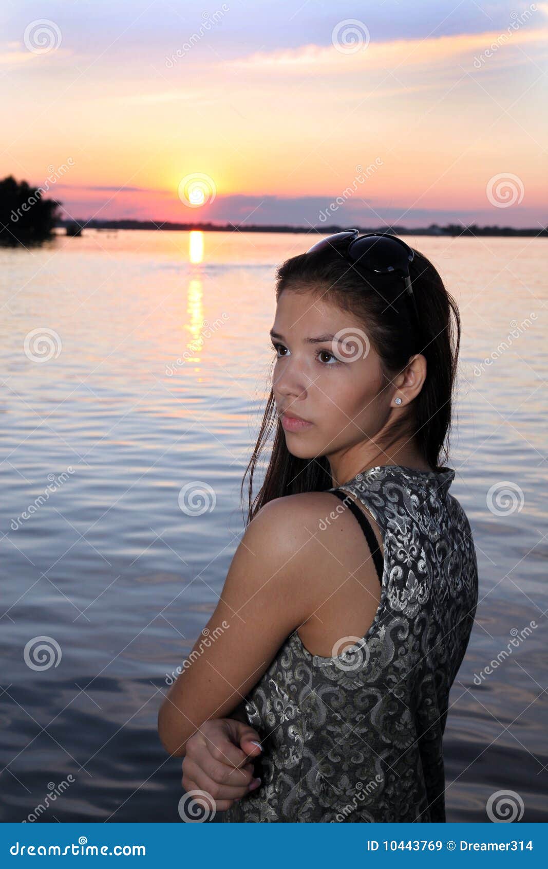 Beautiful Girl at Sunset Time Stock Image - Image of face, daisy: 10443769