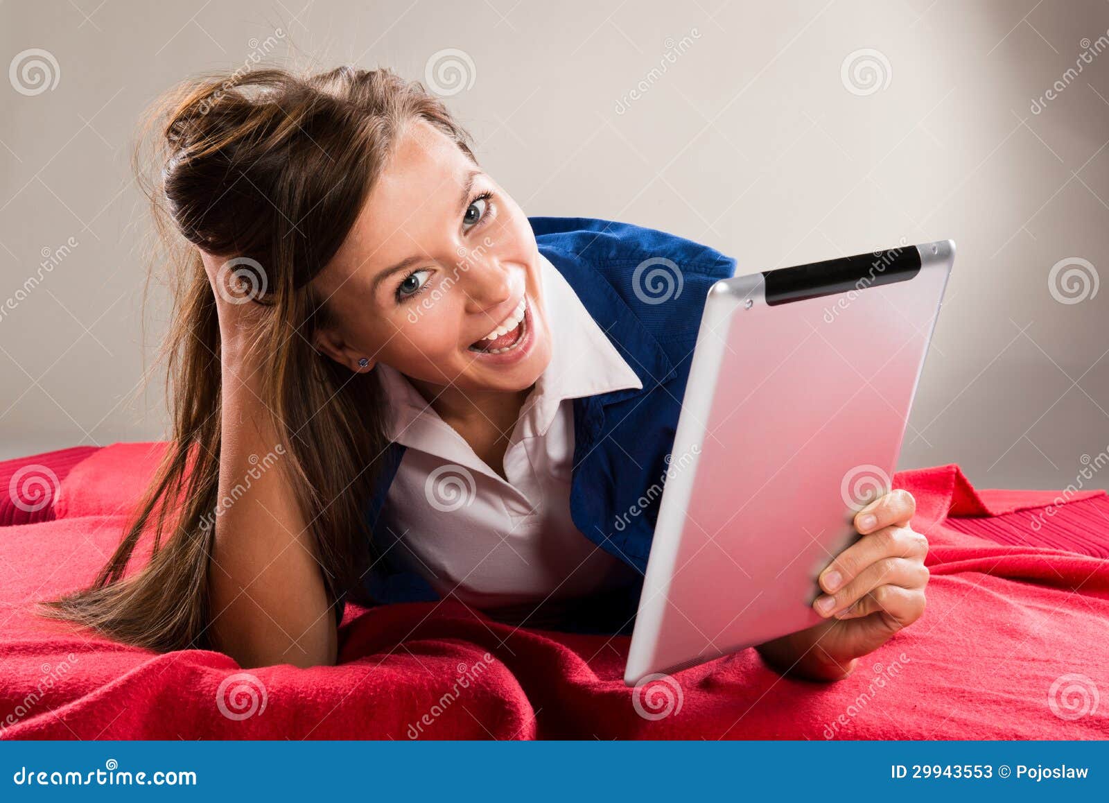 Girl with tablet stock image. Image of girl, digital - 29943553