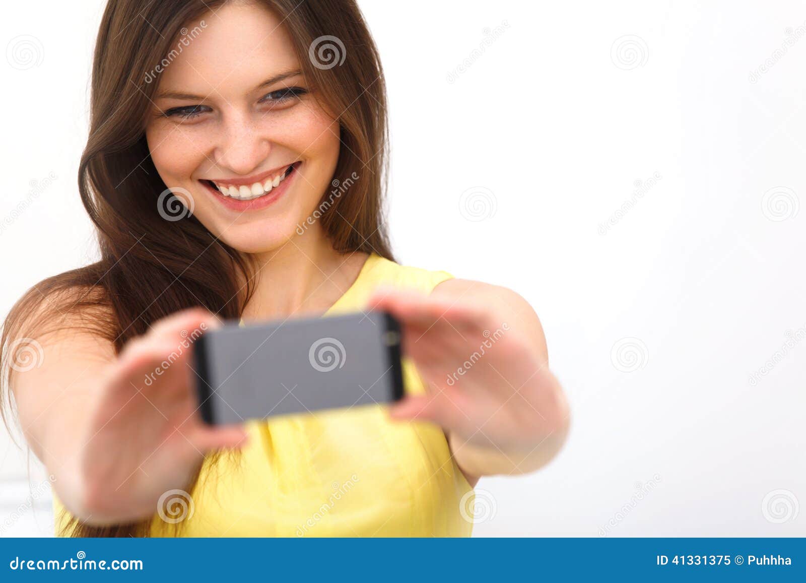 Beautiful Girl Taken Taking Selfie Self Portrait With Phone Stock Image