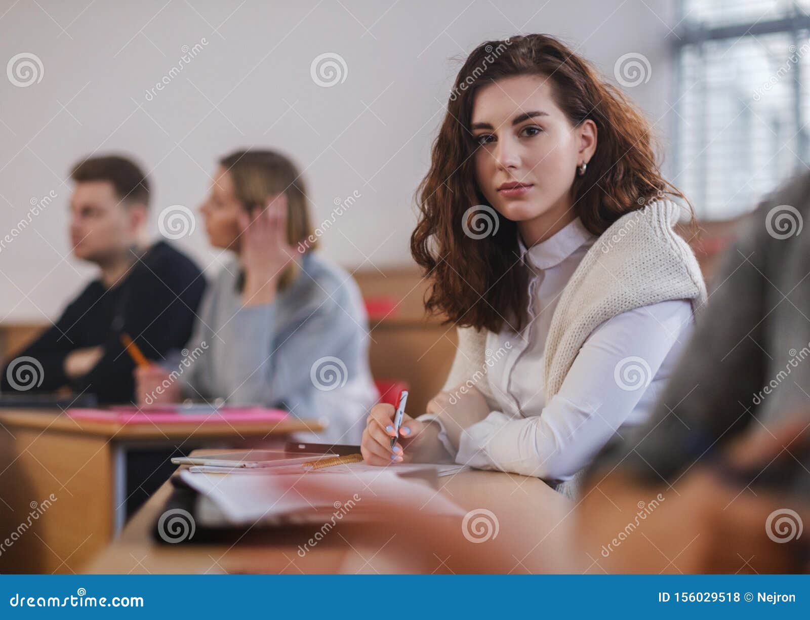 Beautiful Girl Taking Notes in Multinational Group of Students in an ...