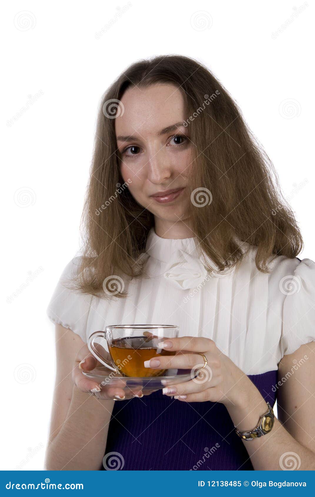 Beautiful Girl with a Tea Cup Stock Image - Image of dress, face: 12138485