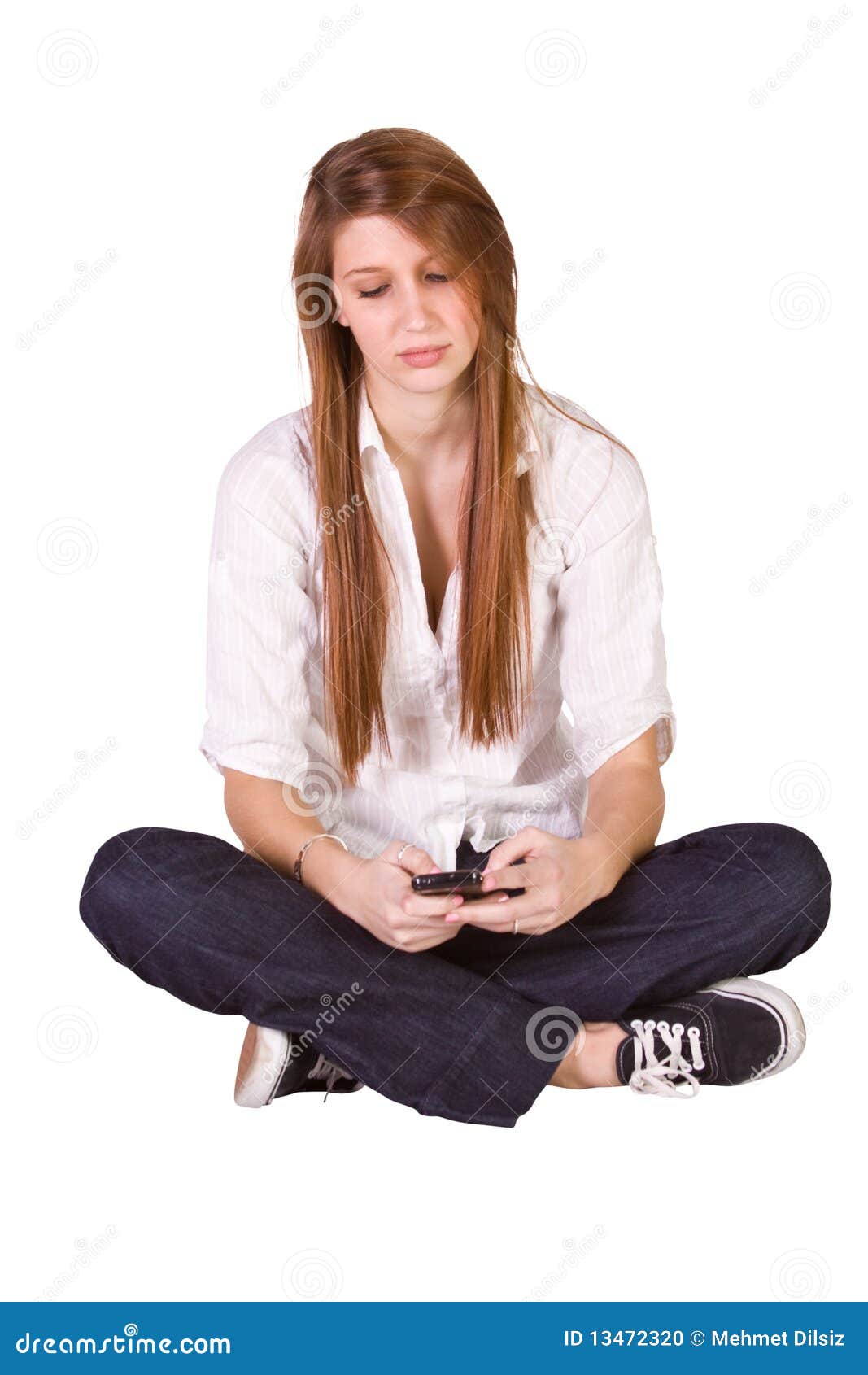 Beautiful Girl Texting stock photo. Image of adult, telephone - 13472320