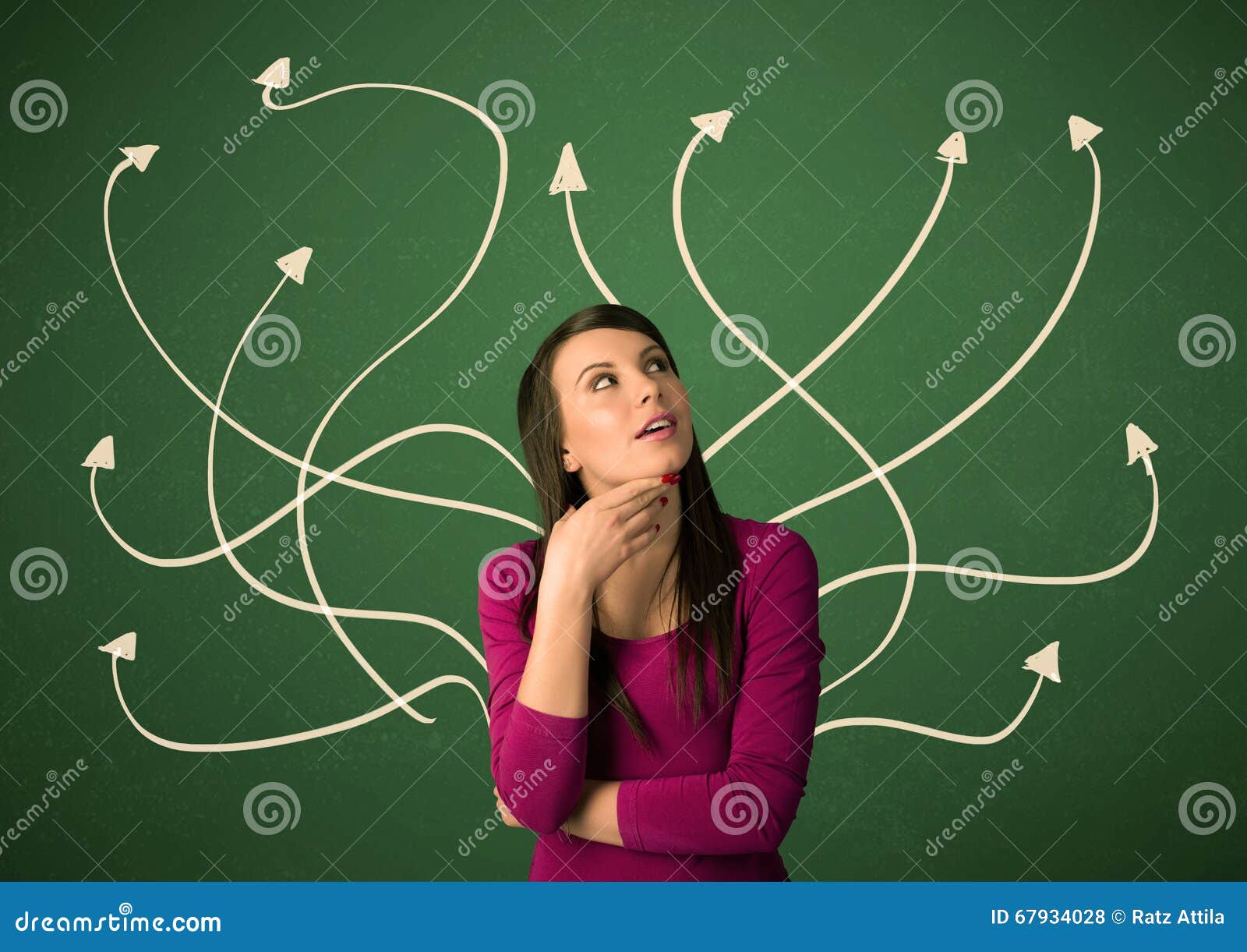 Beautiful Girl Thinking a Solution Stock Photo - Image of idea, female ...