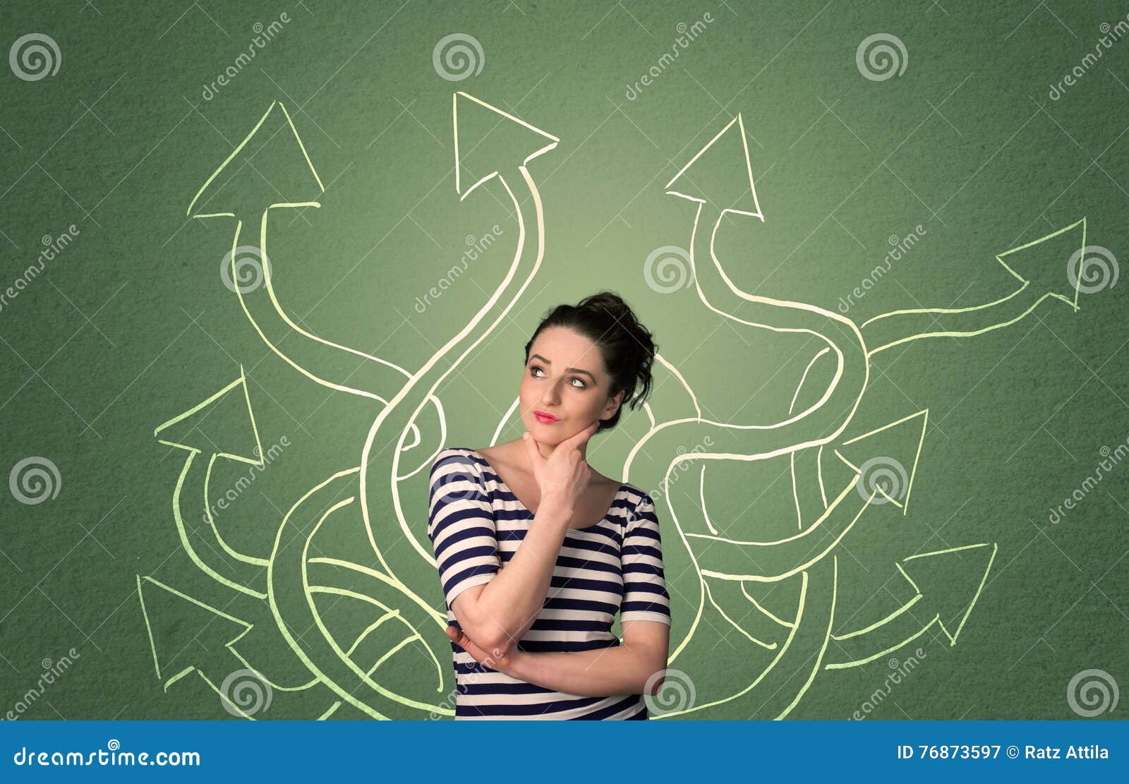 Beautiful Girl Thinking a Solution Stock Image - Image of person, head ...
