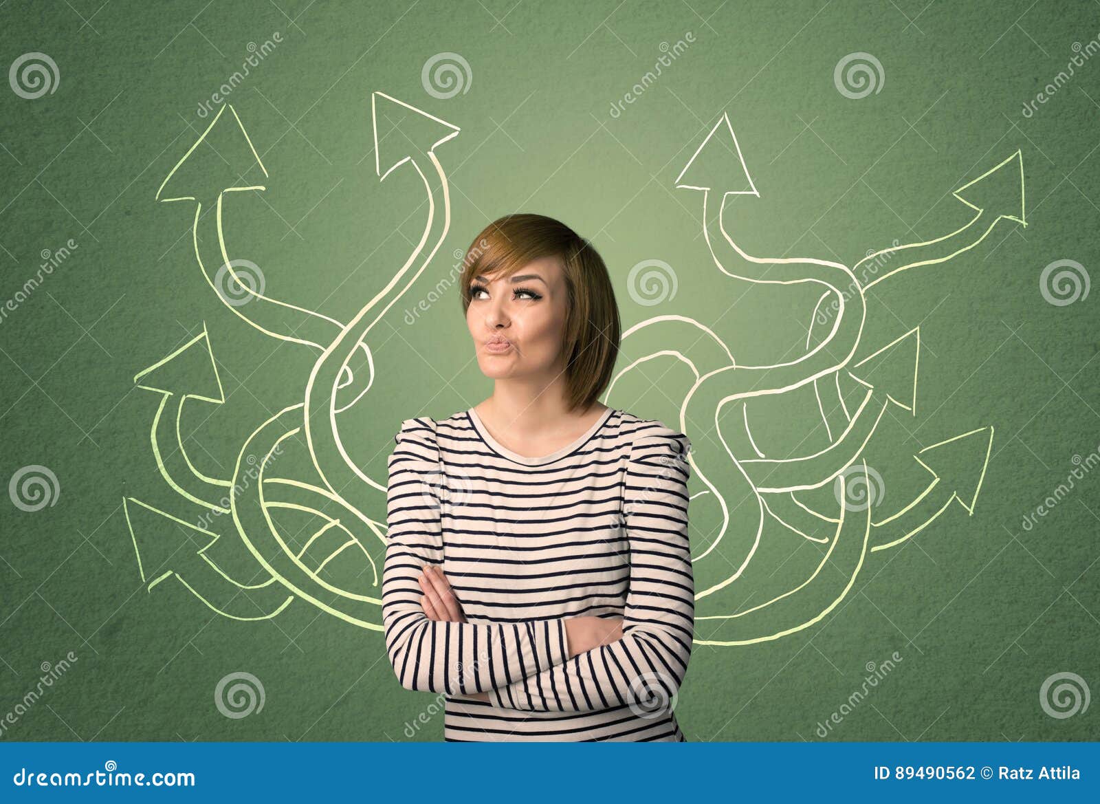 Beautiful Girl Thinking a Solution Stock Photo - Image of confusion ...