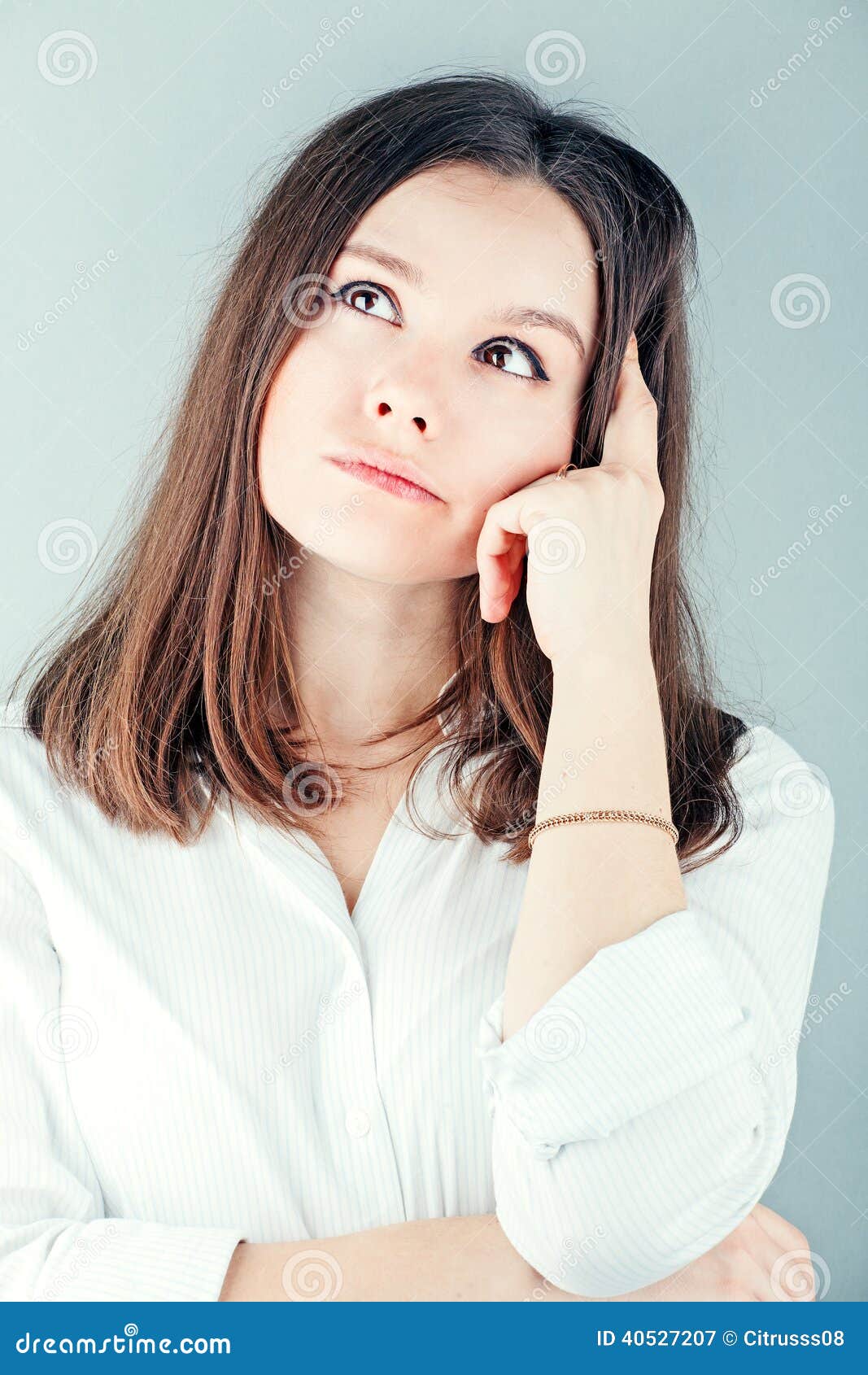 Beautiful girl thinking stock image. Image of pose, cute - 40527207