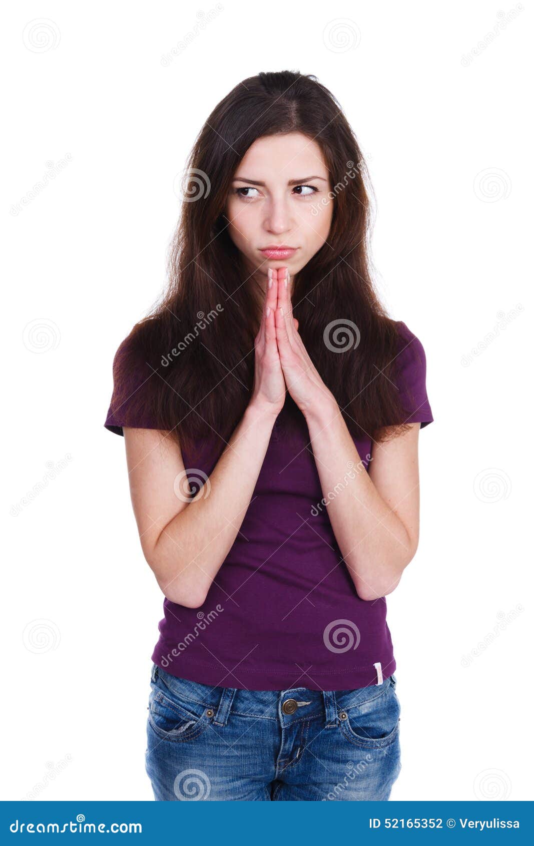 Beautiful girl thinking stock photo. Image of beautiful - 52165352