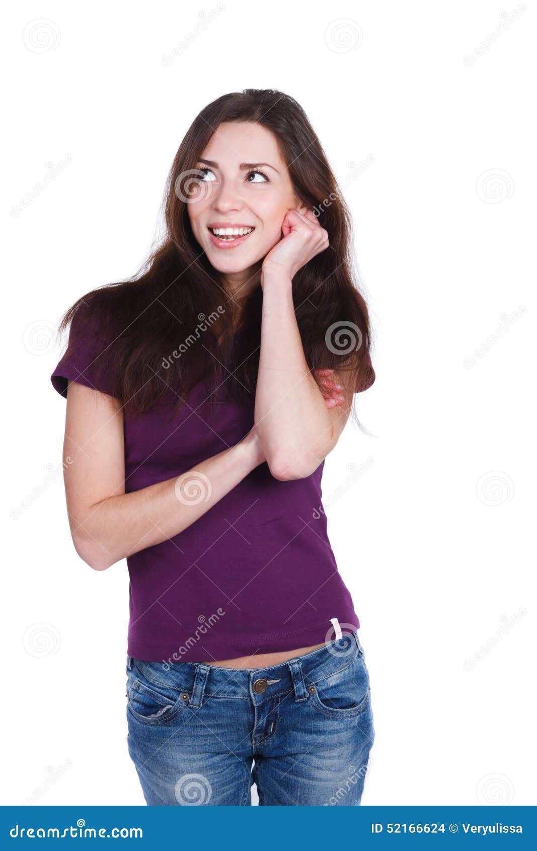 Beautiful girl thinking stock photo. Image of white, beauty - 52166624