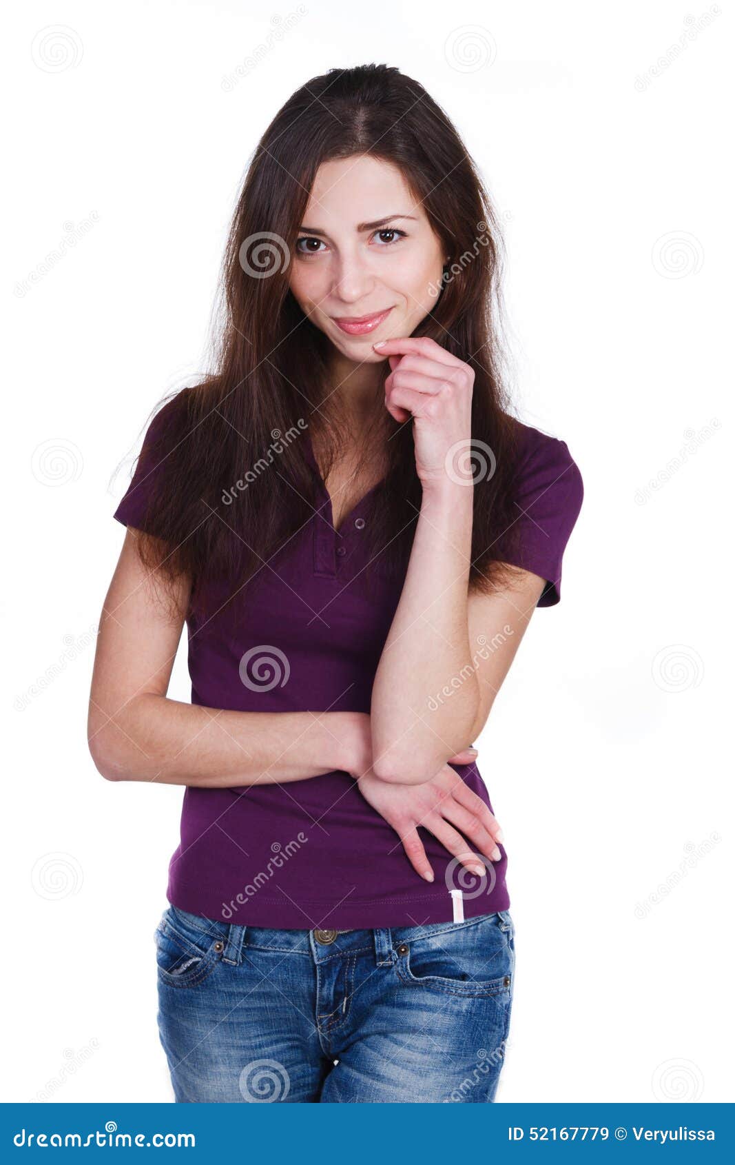 Beautiful girl thinking stock image. Image of cheerful - 52167779