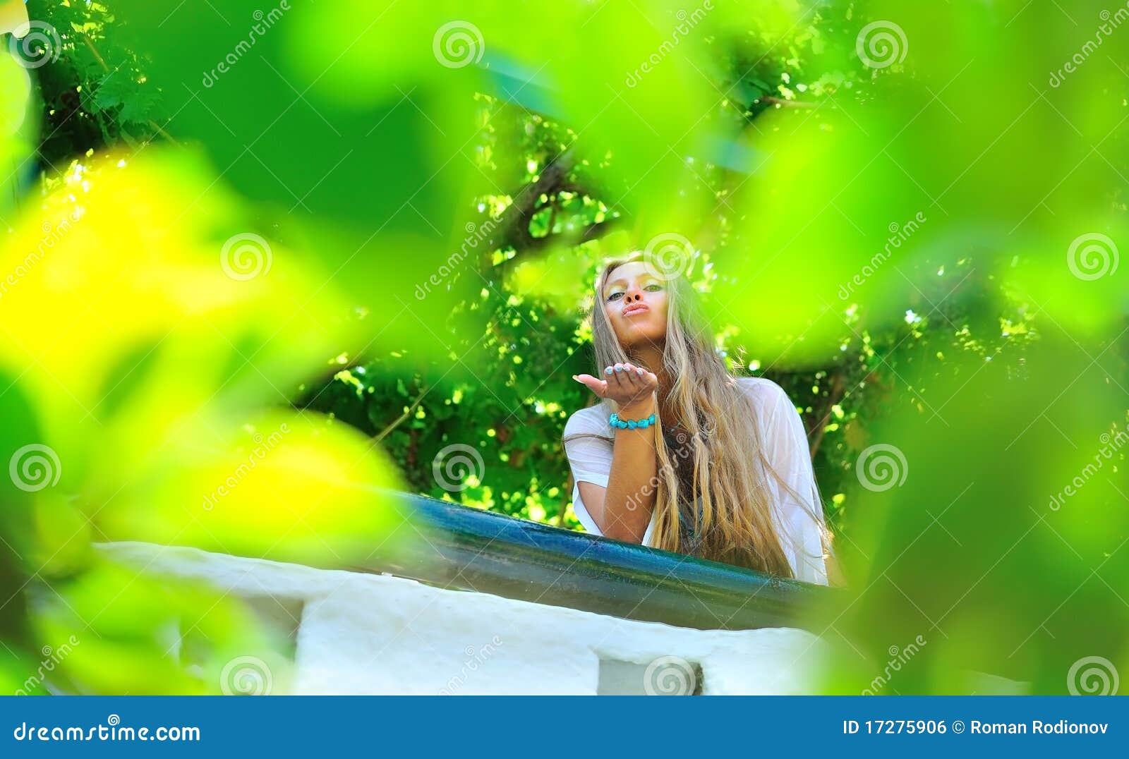 Beautiful Girl Throwing a Kiss Stock Photo - Image of greek, blonde ...