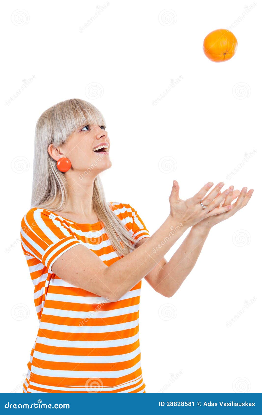 Beautiful Girl Throwing Orange Stock Image - Image of isolated ...