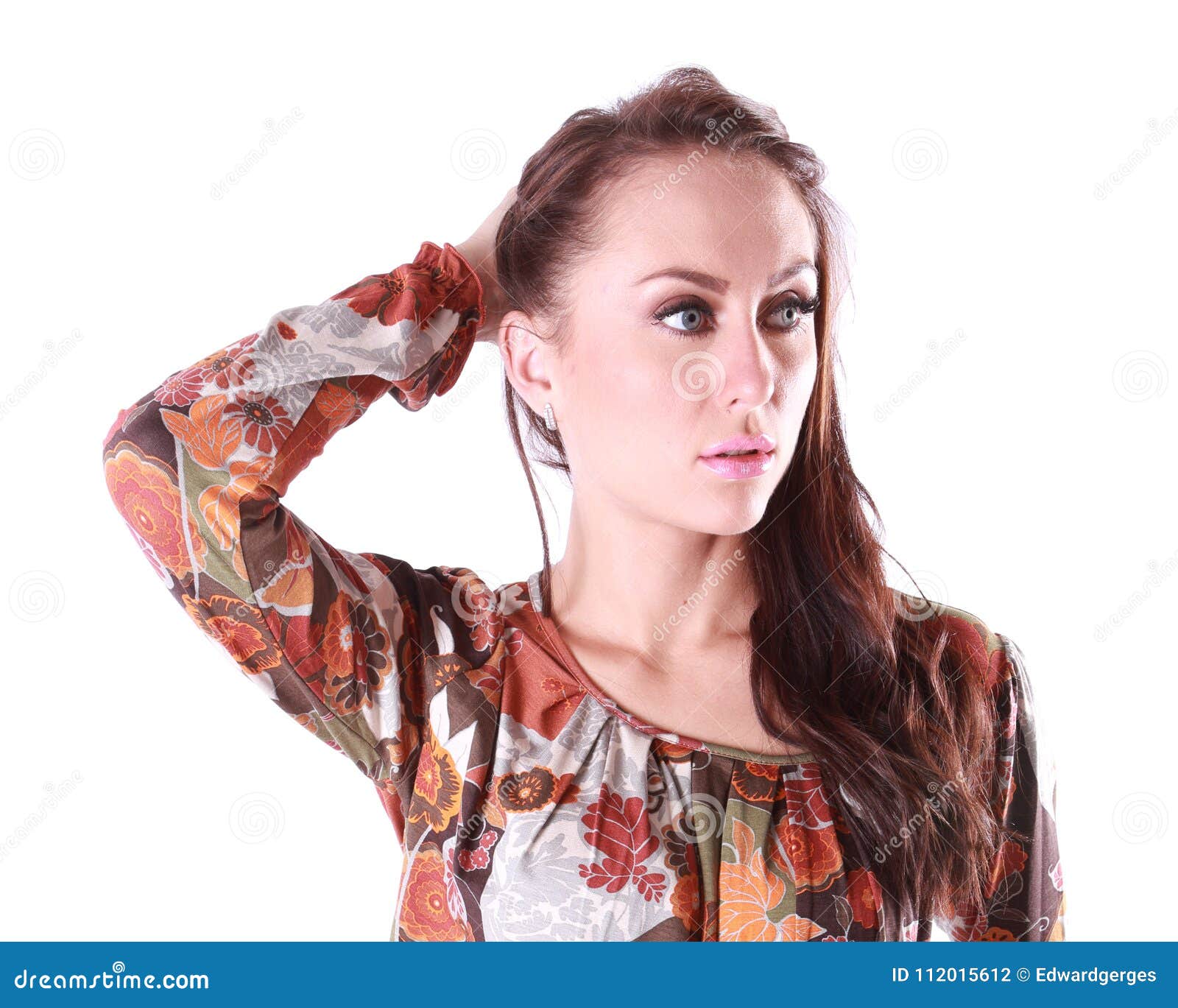 Beautiful girl touch hair stock photo. Image of gourmet - 112015612