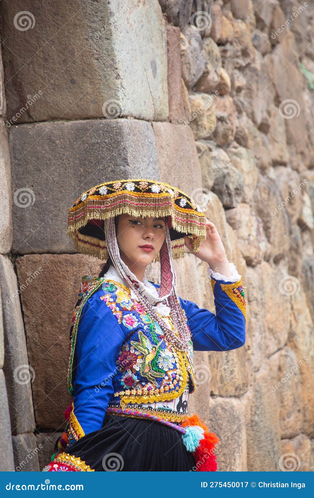 Beautiful Girl With Traditional Dress From Peruvian Andes Culture