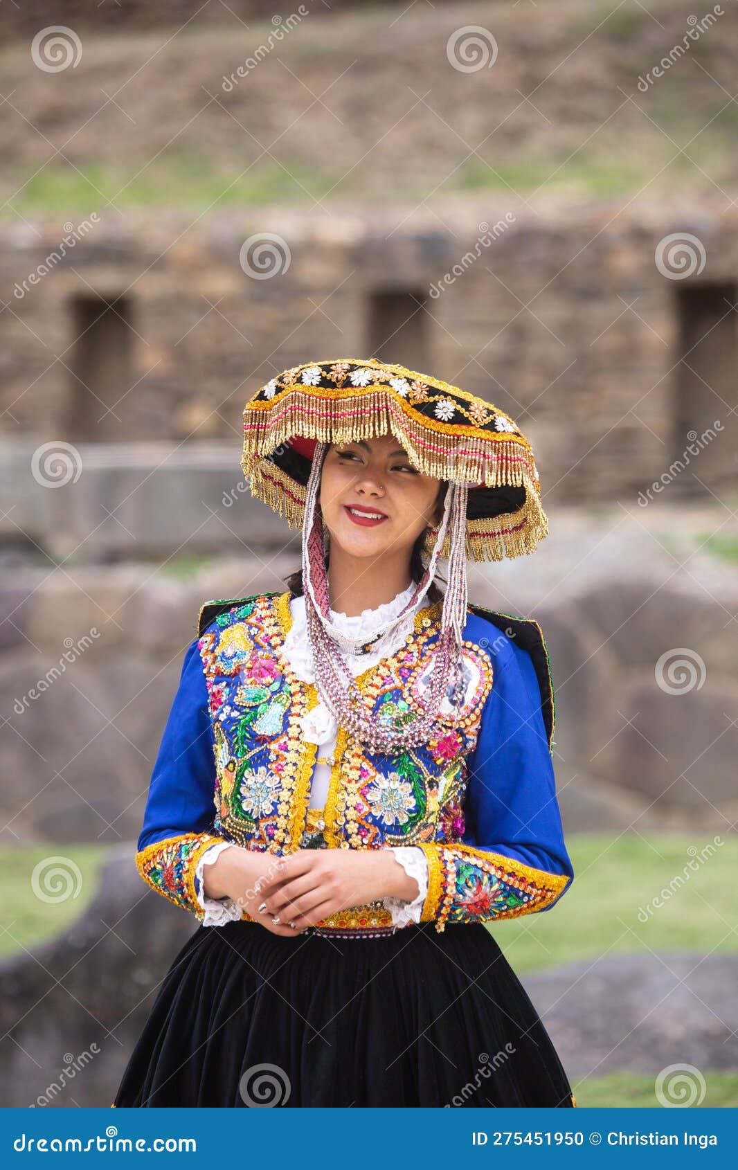 Beautiful Girl With Traditional Dress From Peruvian Andes Culture