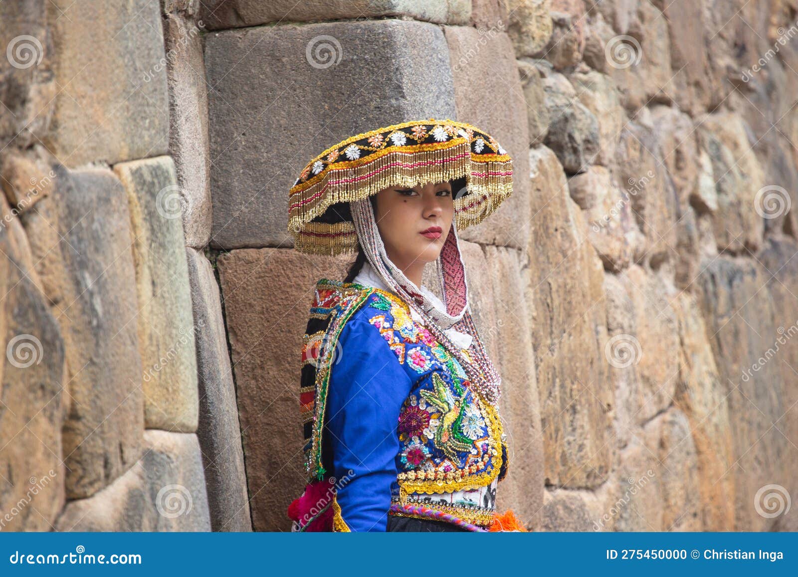 Beautiful Girl With Traditional Dress From Peruvian Andes Culture