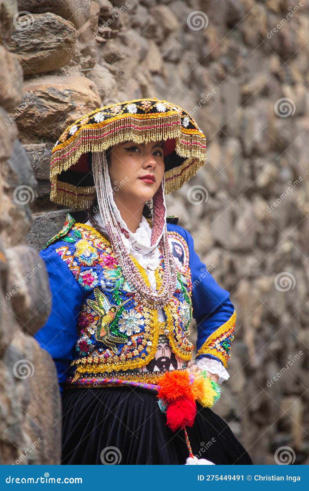 Beautiful Girl With Traditional Dress From Peruvian Andes Culture