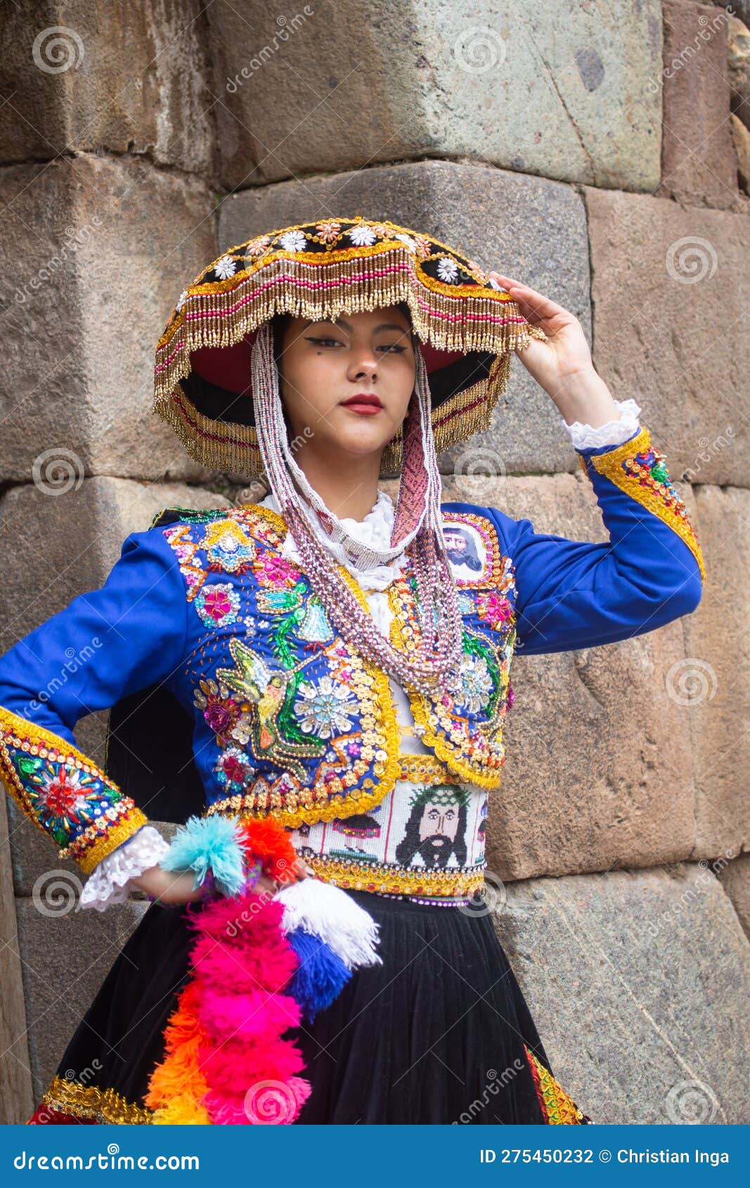 Beautiful Girl With Traditional Dress From Peruvian Andes Culture