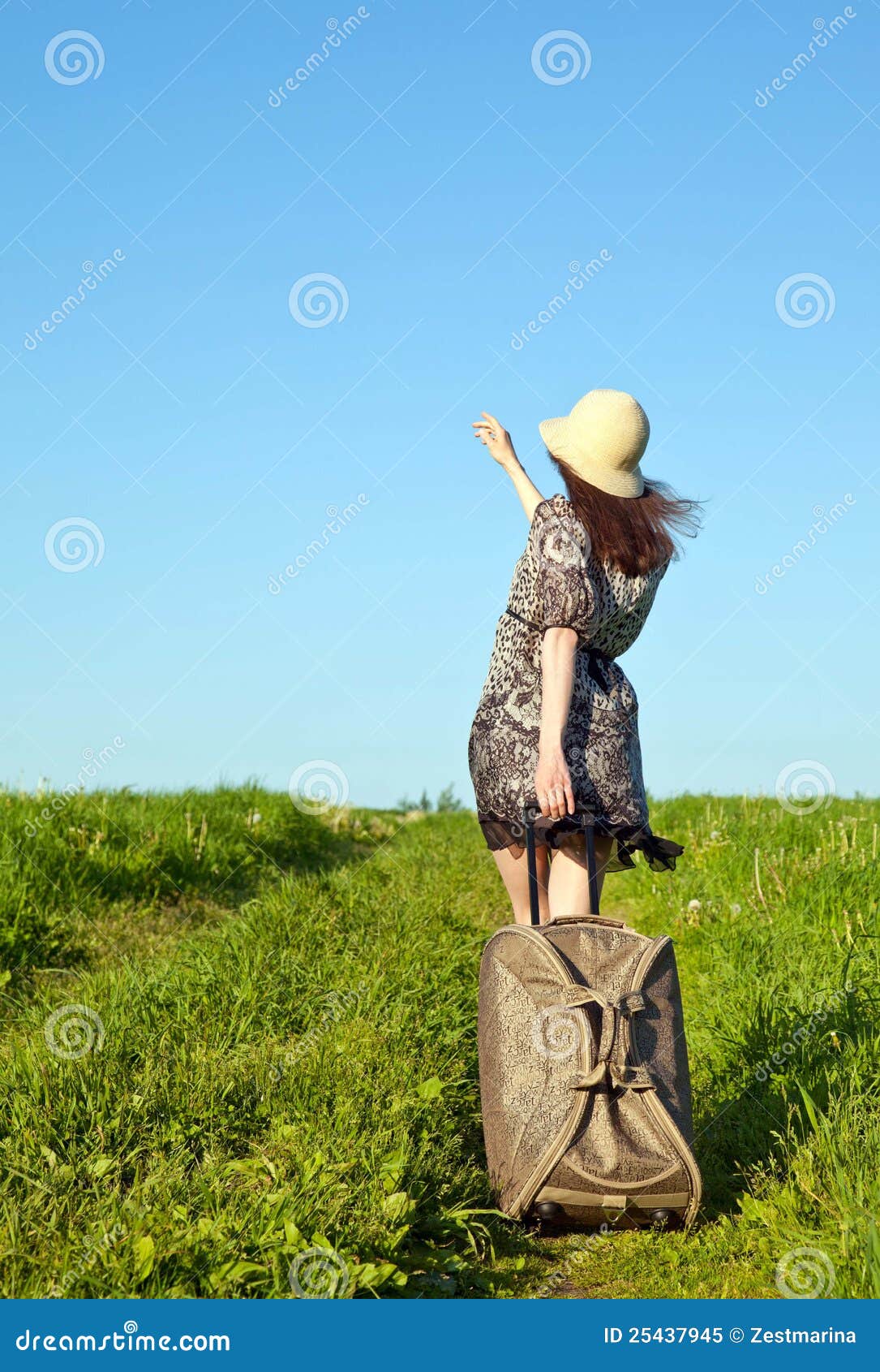 Beautiful Girl Travelling with a Suitcase Stock Image - Image of ...